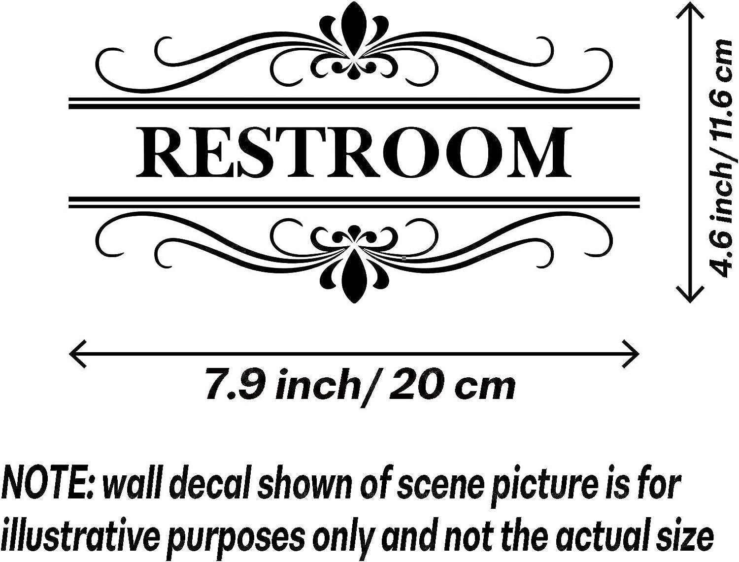Restroom Sign Wall Decal Vinyl Stickers Removable Cute Art Design DIY ...