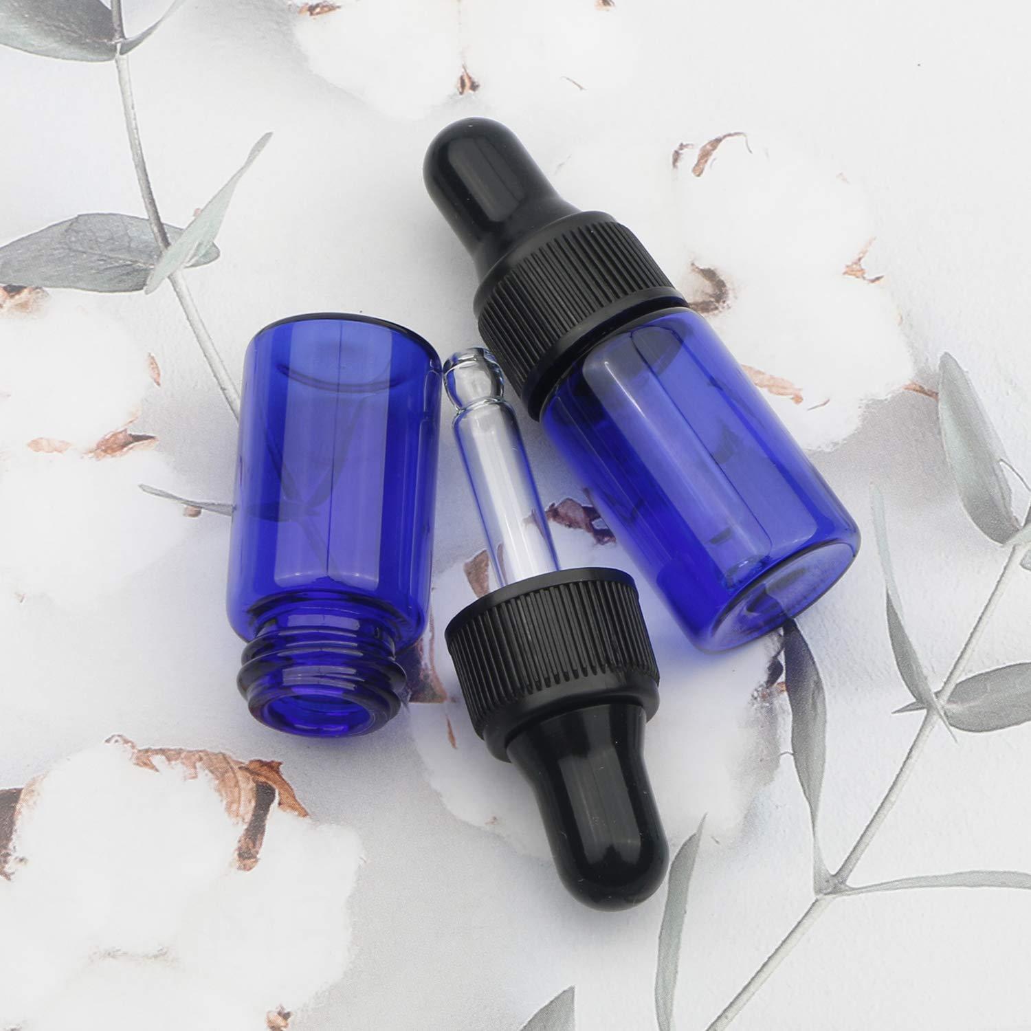 Unxuey 20pcs 3ml Blue Glass Empty Bottles with Clear Glass Pipettes ...
