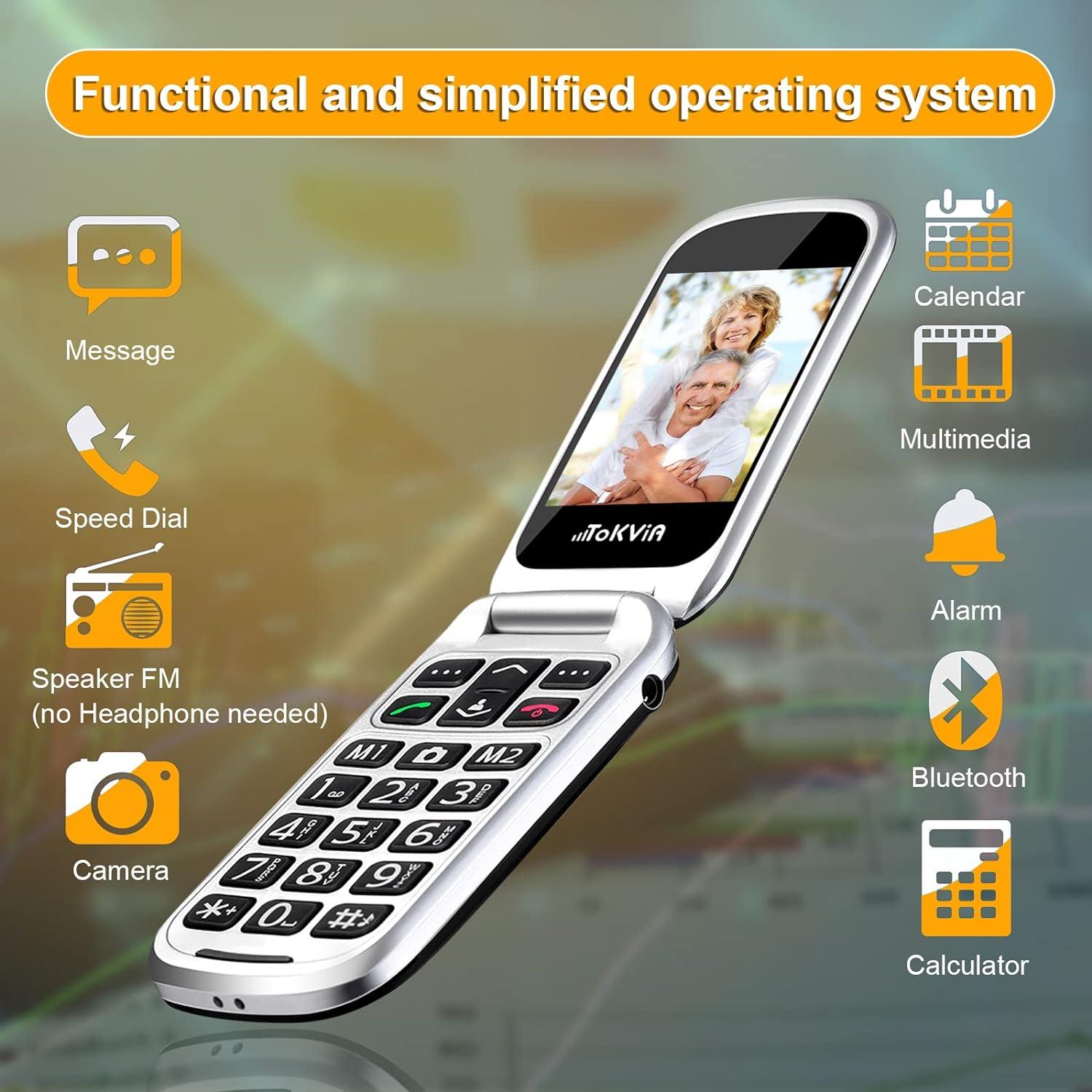 TOKVIA Unlocked Mobile Phone for Elderly with Big Buttons and SOS ...