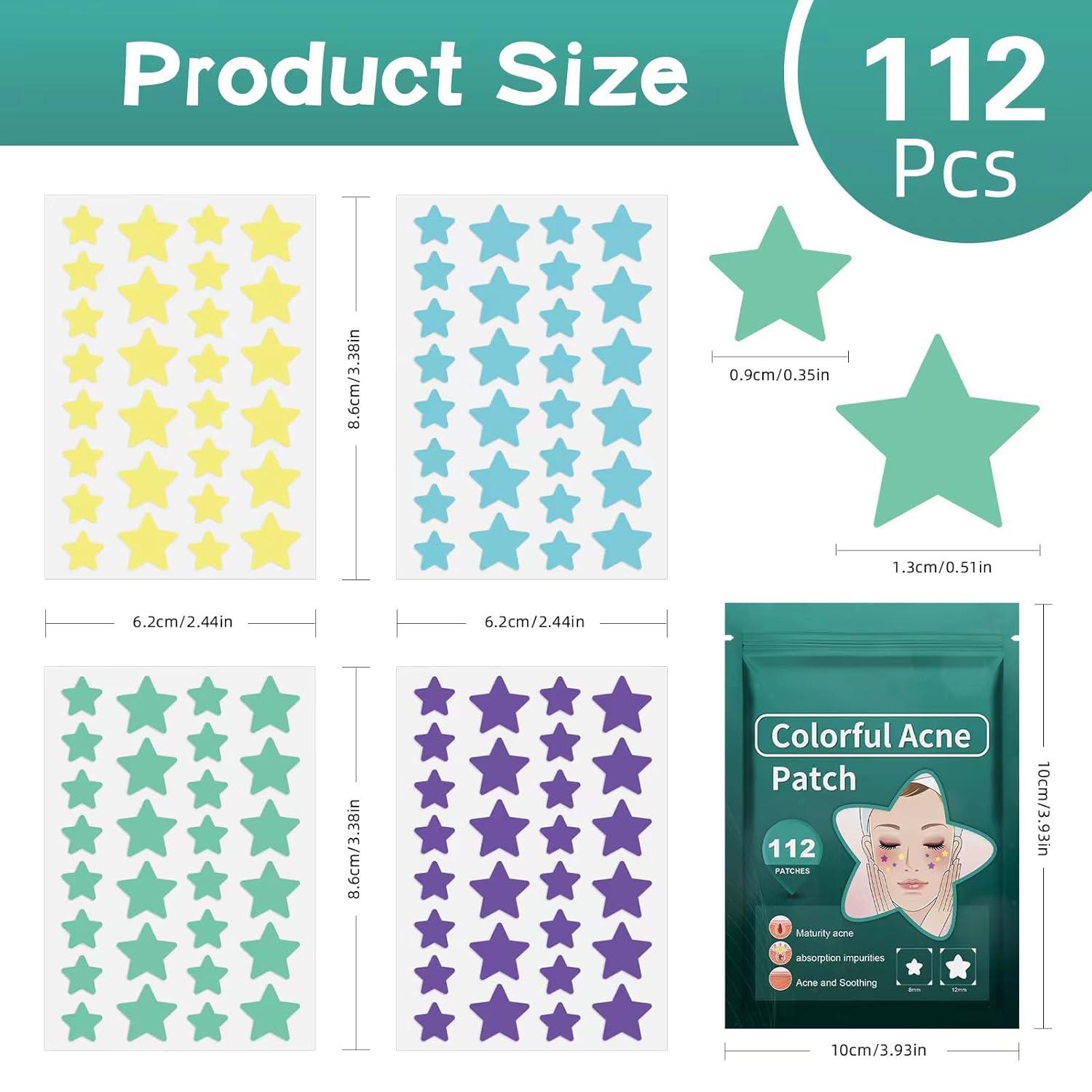 112 Counts Star-Shaped Pimple Patches - Hydrocolloid Acne Stickers for ...