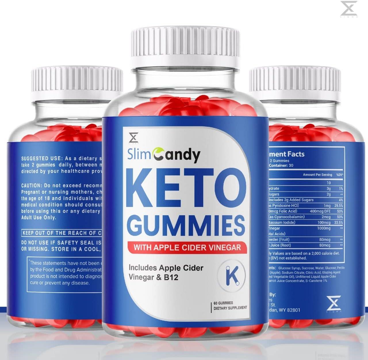 Organic Slim Candy Keto Gummies with Apple Cider Vinegar - 60 Gummies ...