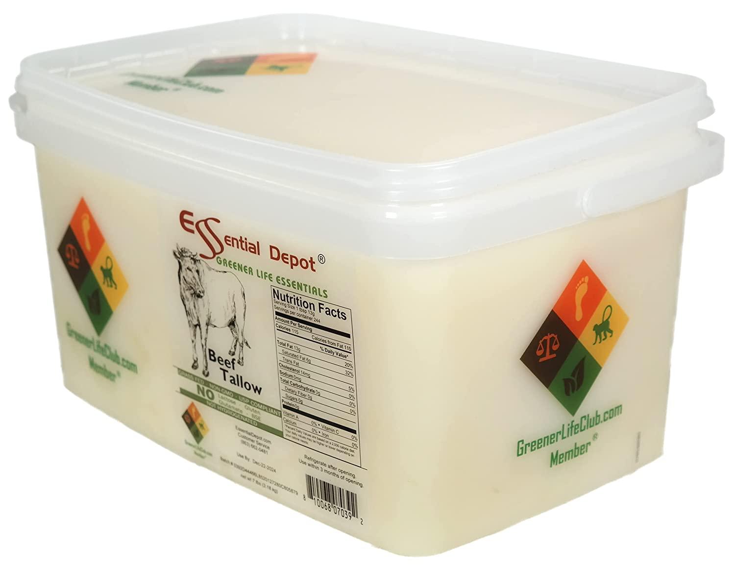 Essential Depot Grass-Fed Non-GMO Beef Tallow 7 lbs | Buy Now with ...