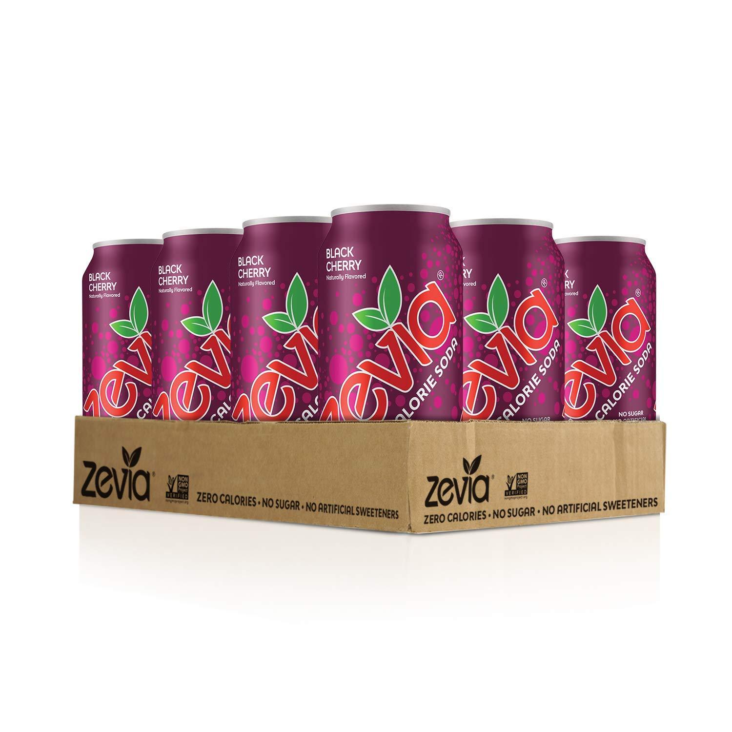 Zevia Zero Calorie Black Cherry Soda - 12 Pack, 16 oz Cans | Healthy Refreshment