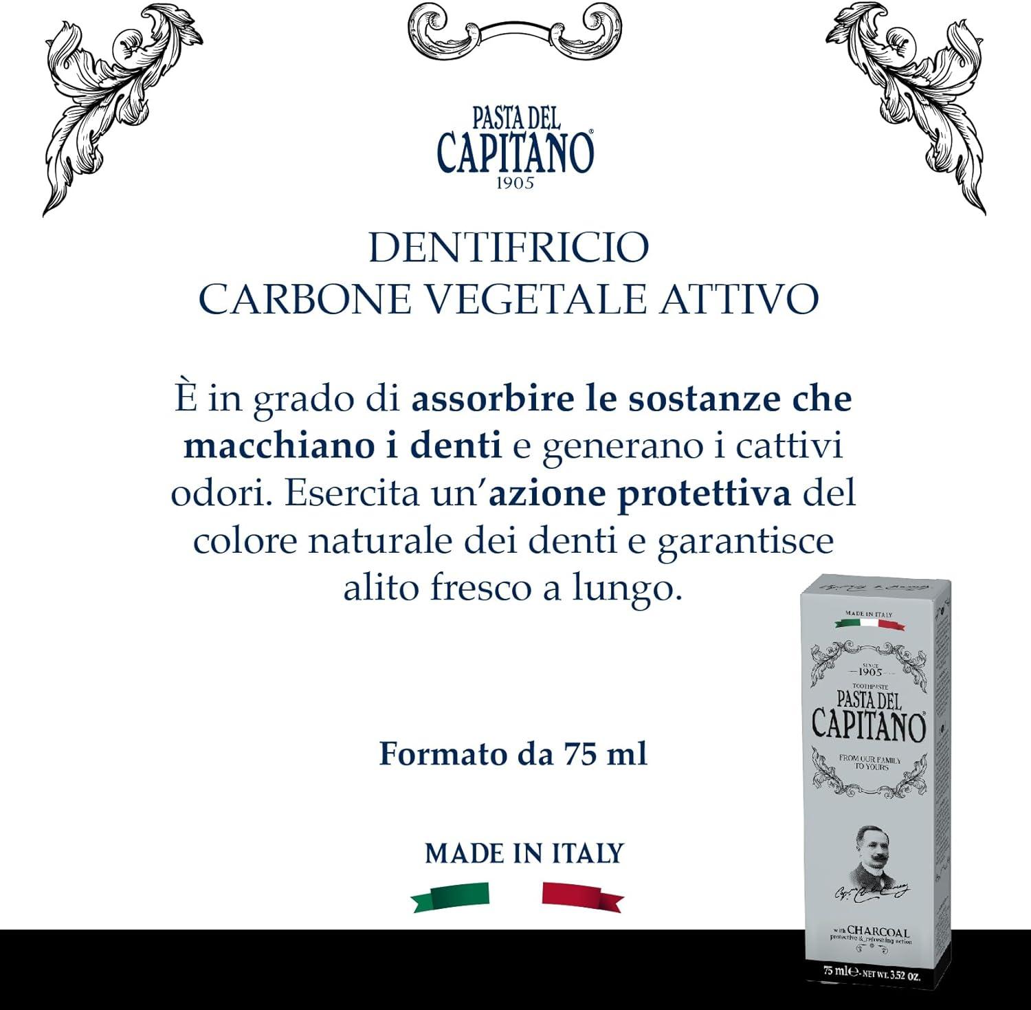 Pasta del Capitano 1905 Activated Carbon Toothpaste - 100% Made in ...