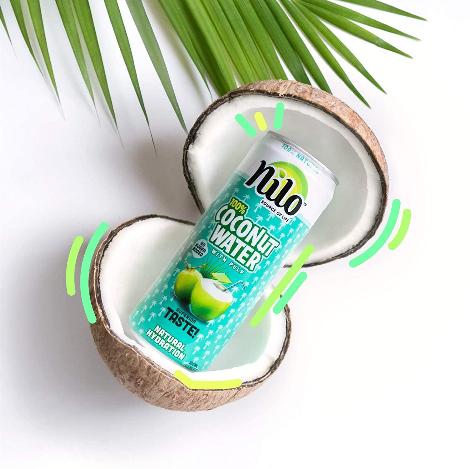 NILO 100% Pure Coconut Water with Pulp - Hydrating Electrolyte Drink ...