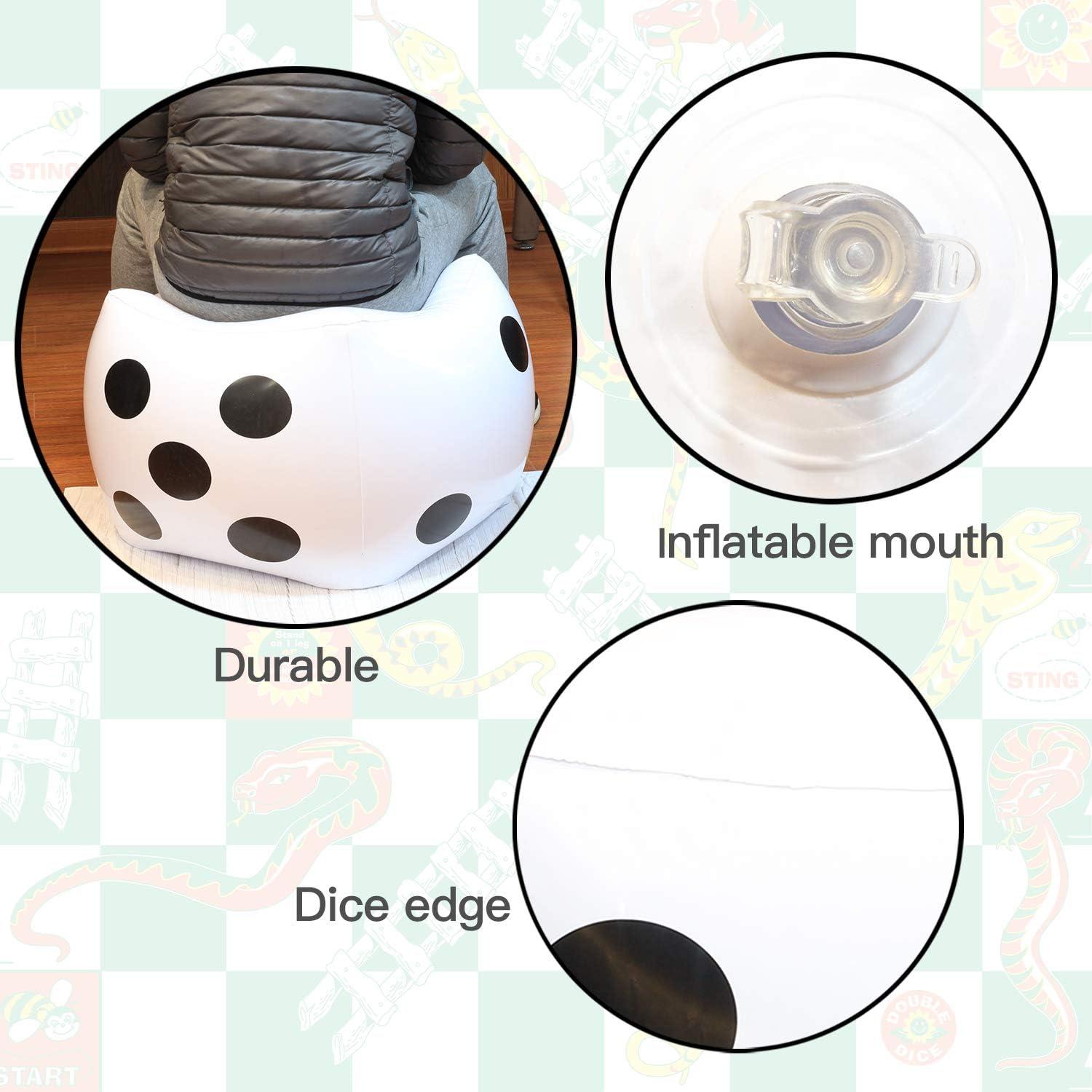 20 Jumbo Inflatable Dice 2 PCS - 20 Inch White and Black Giant Dice for ...