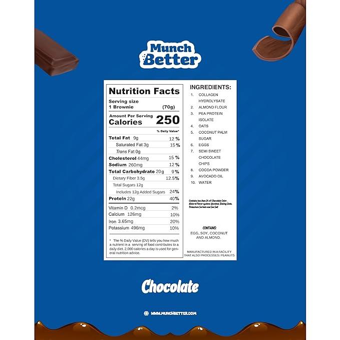 Munch Better 22g Protein Brownie Gluten Free Dairy Free10g Collagen Non ...