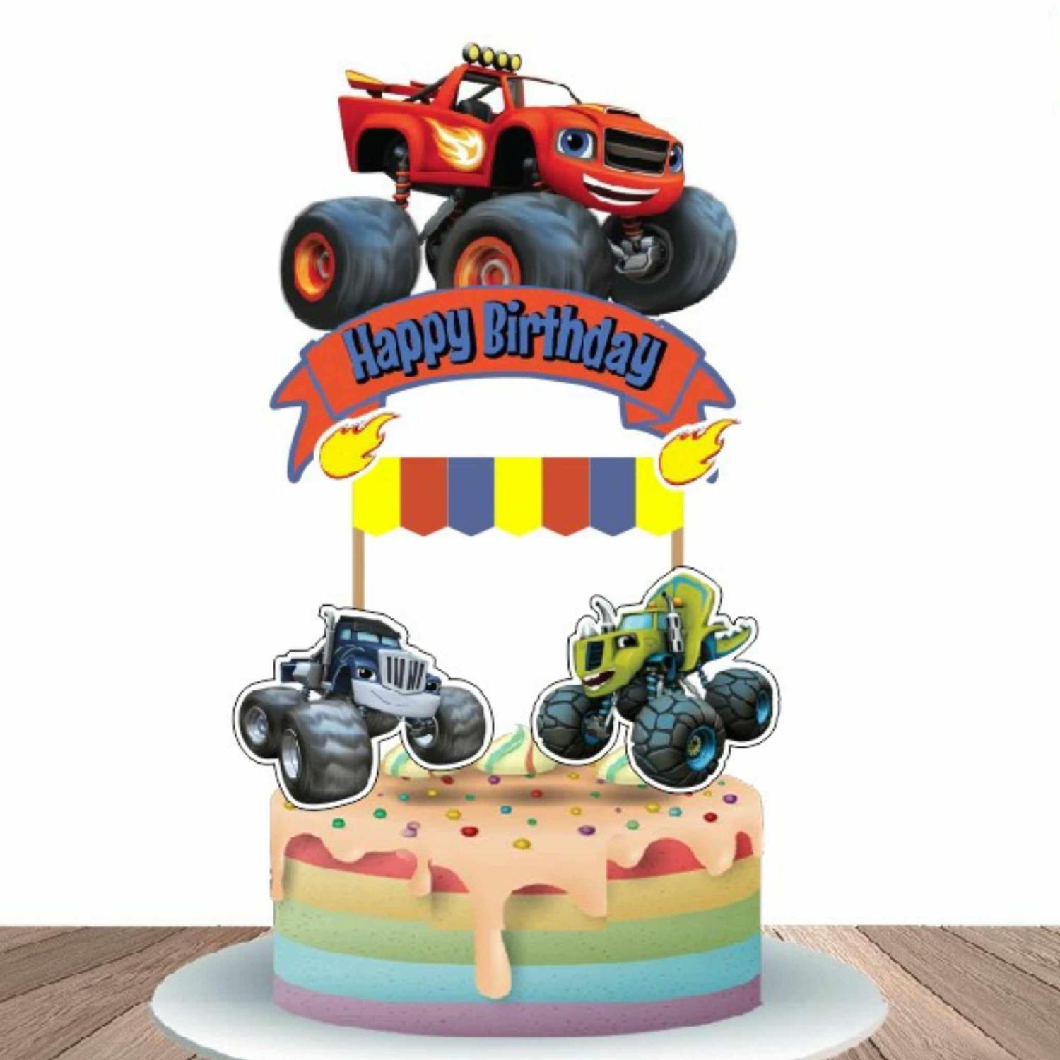 Blaze and the Monster Machines Birthday Cake Topper Cake Decoration ...