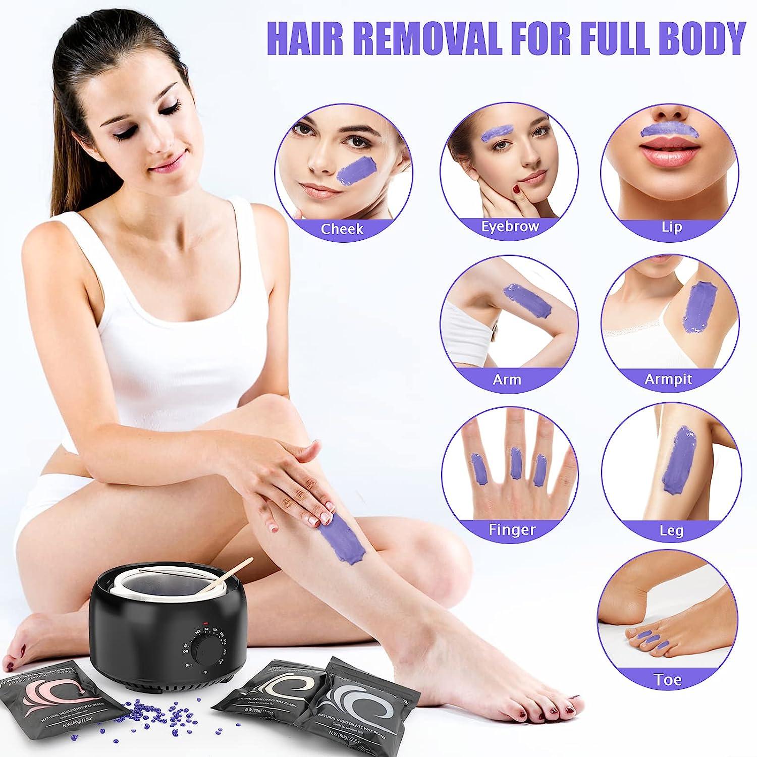 Waxing Kit - TIKESI Wax Warmer with 5 Bags Hard Wax Beans for Full Body ...