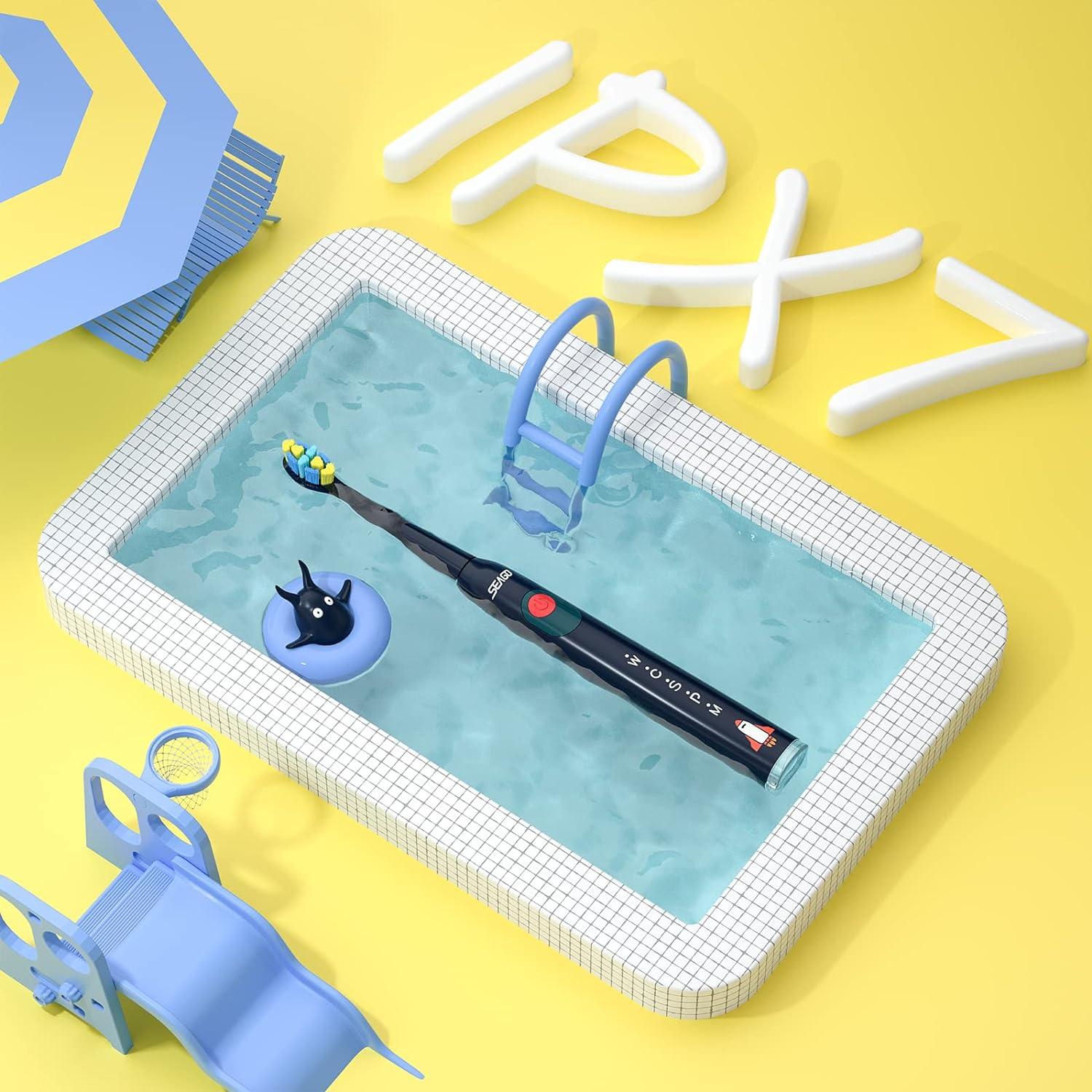 Seago Kids Electric Toothbrush with DIY Stickers | Rechargeable & Smart Timer | 4 Brush Heads ...