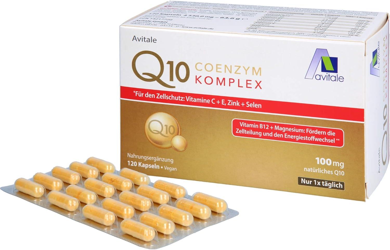 Avitale Coenzyme Q10 Complex Capsules - 100mg Plant-Based Q10 & Vitamin ...