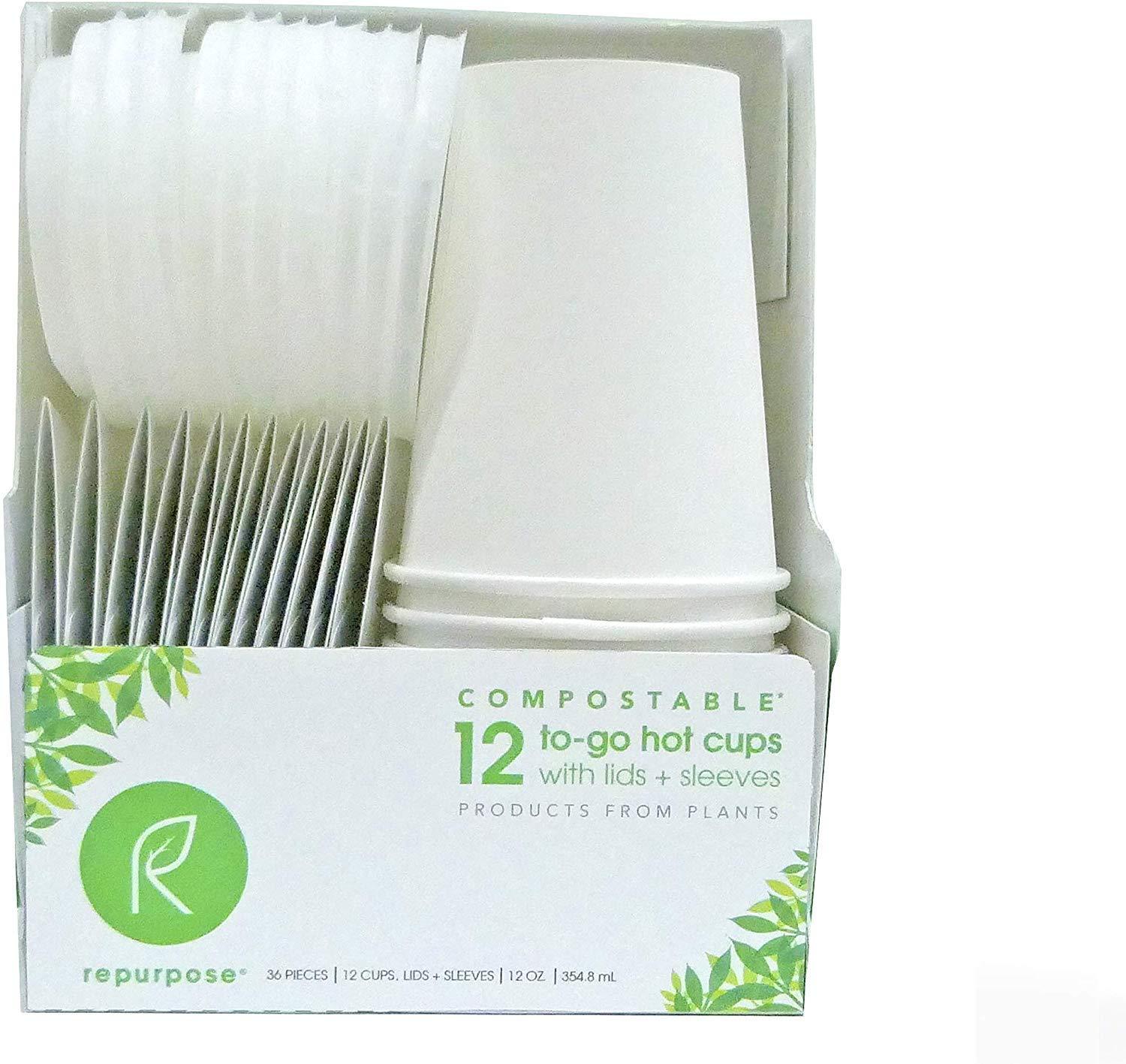 100% Compostable Plant-Based Insulated Hot Cup Set | 12 Oz | 12 Cups ...