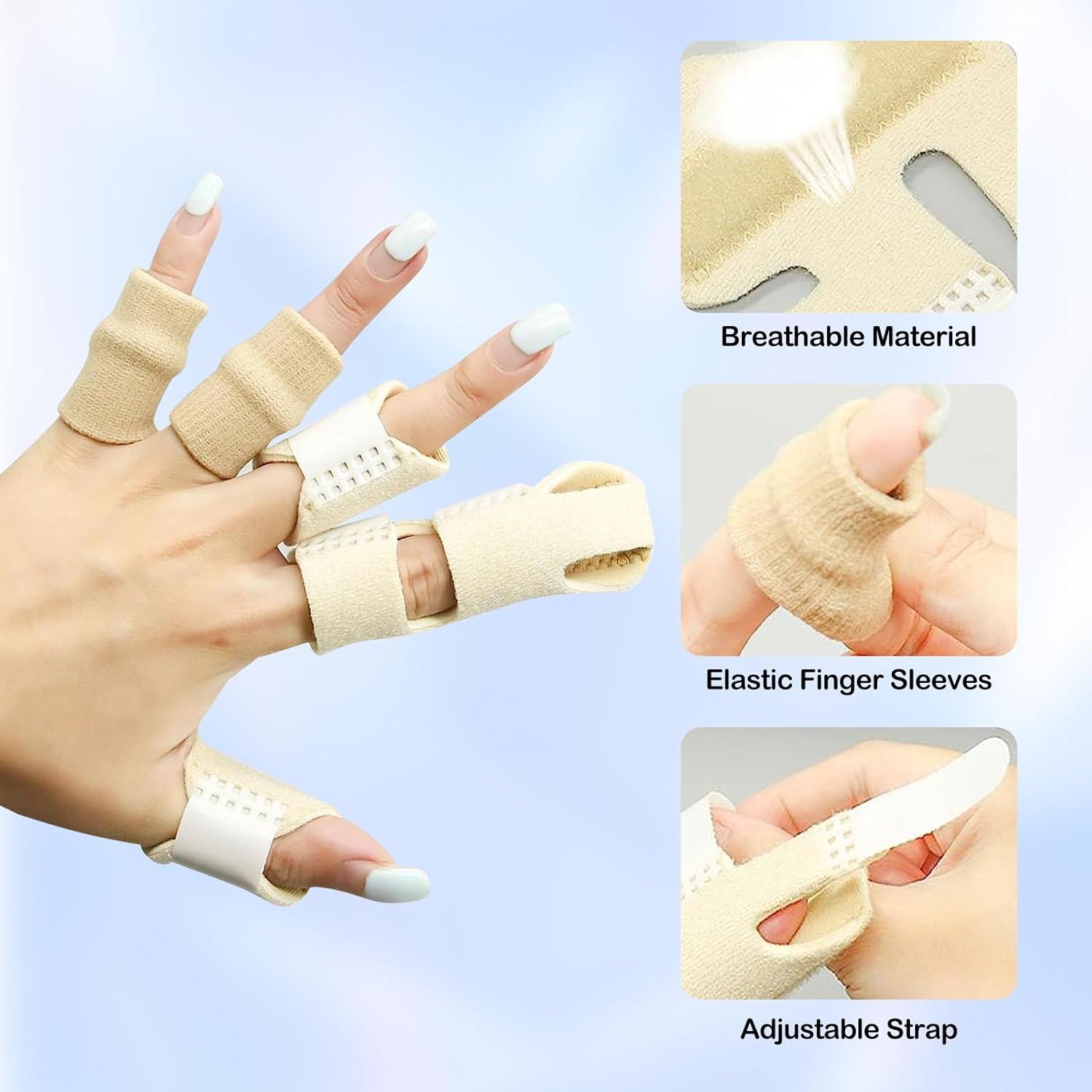 Jingegergome 4PC Trigger Finger Splint & 5PC Finger Brace | Adjustable ...