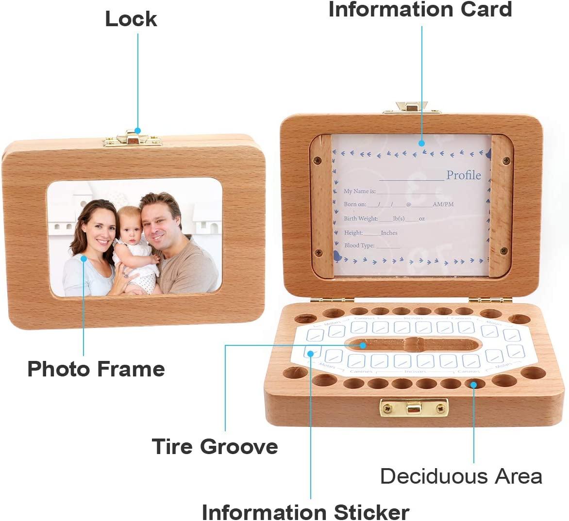 Makerhawk Baby Teeth Box Keepsake - Wooden Baby Tooth Organizer for ...