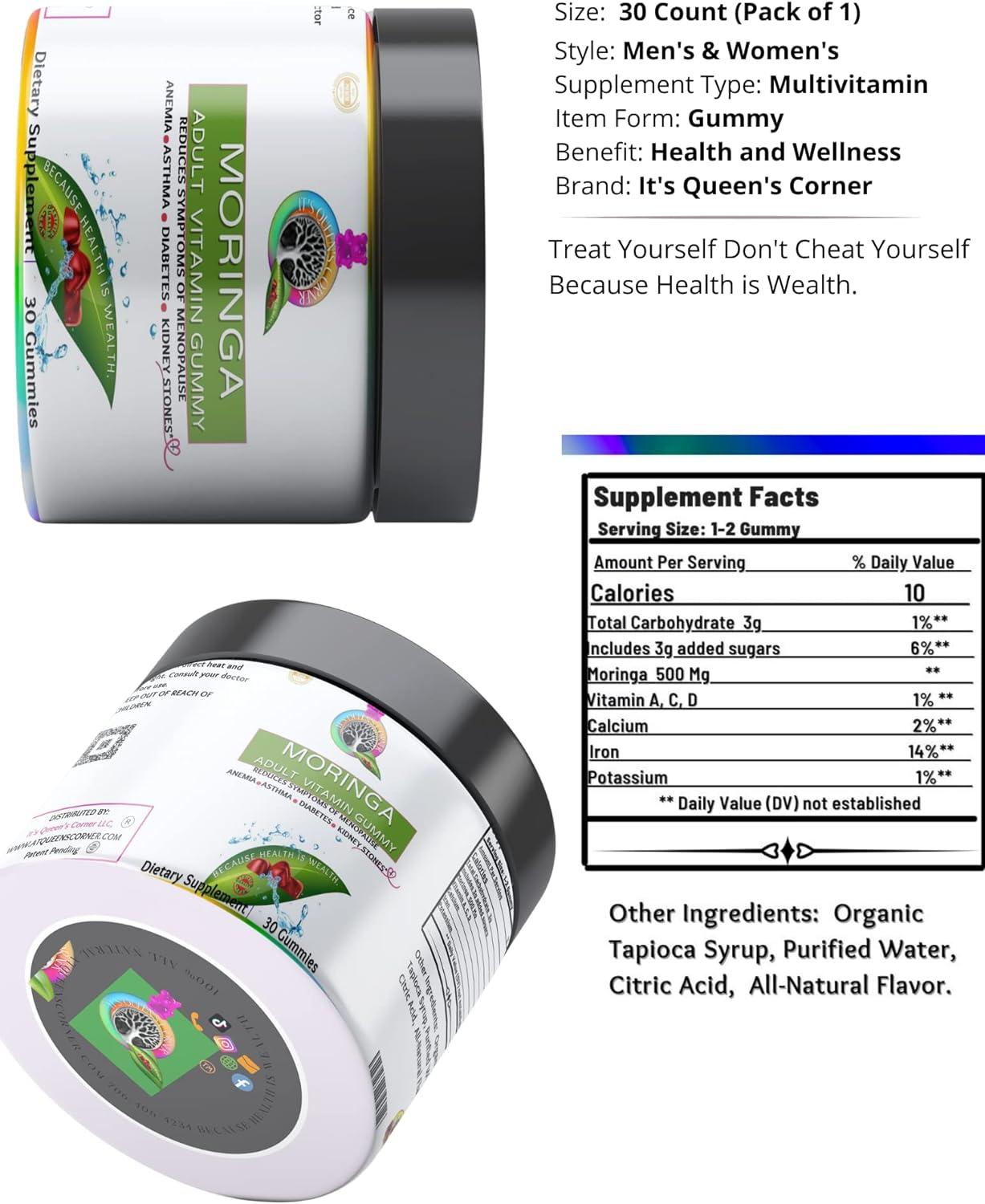 Moringa Adult Supplement Gummy - Natural Energy Booster | 60 Gummies ...