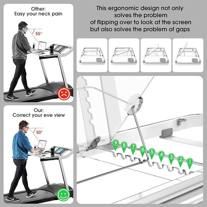 HEWYIOS Treadmill Desk Attachment Transparentï¼ Treadmill Laptop Holder ...