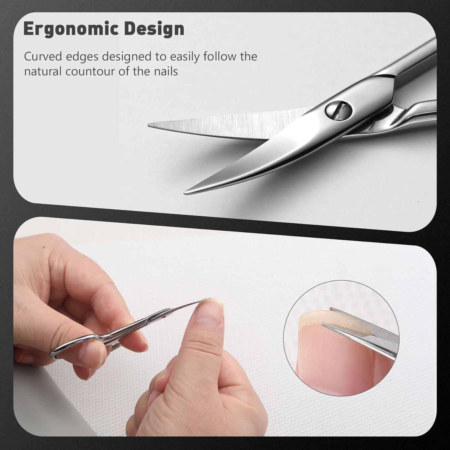 Bezox Nail Scissors - Professional Curved Toenail & Fingernail Scissors ...