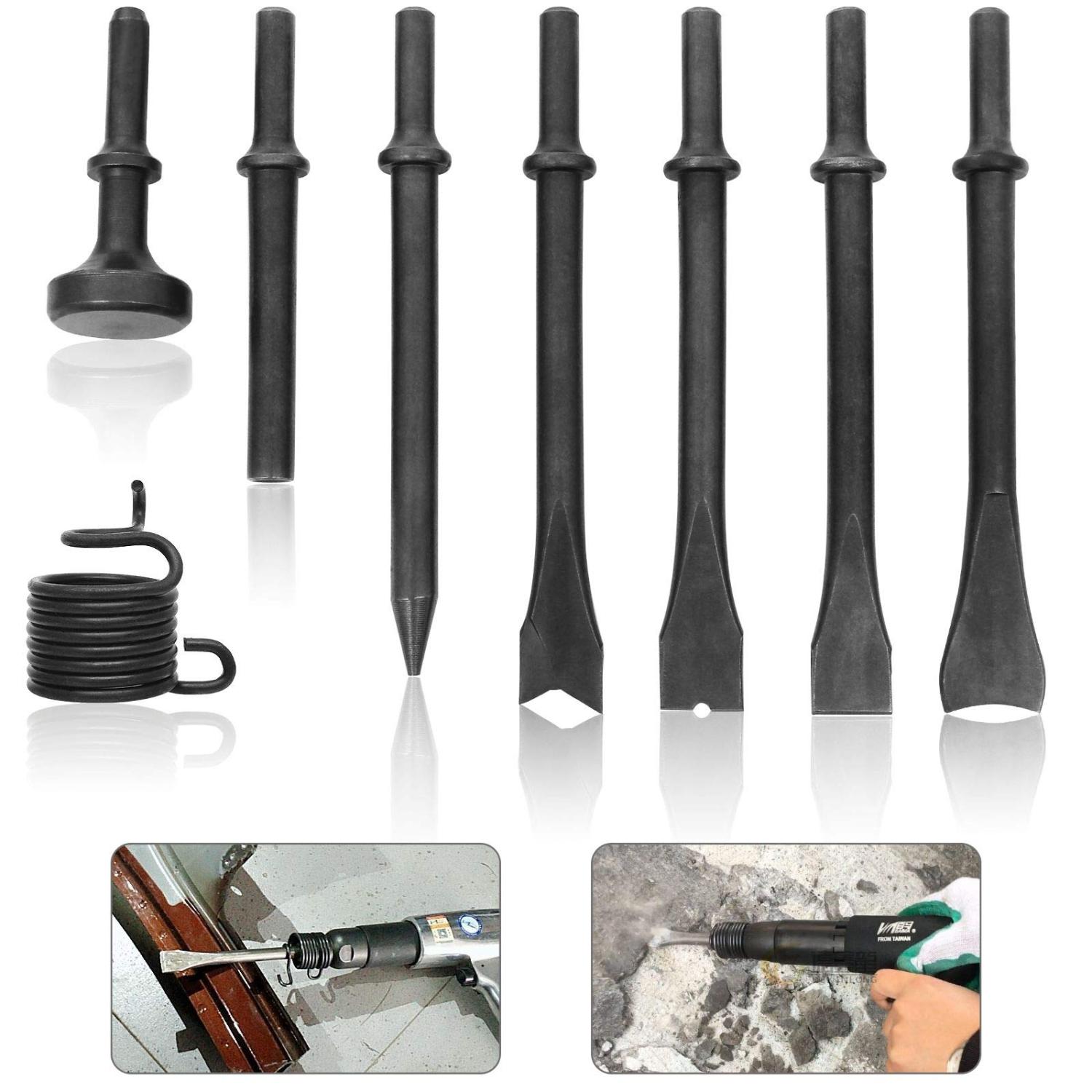8 Piece Air Chisel Set Pneumatic Chisel Air Hammer Punch Chipping Bits ...