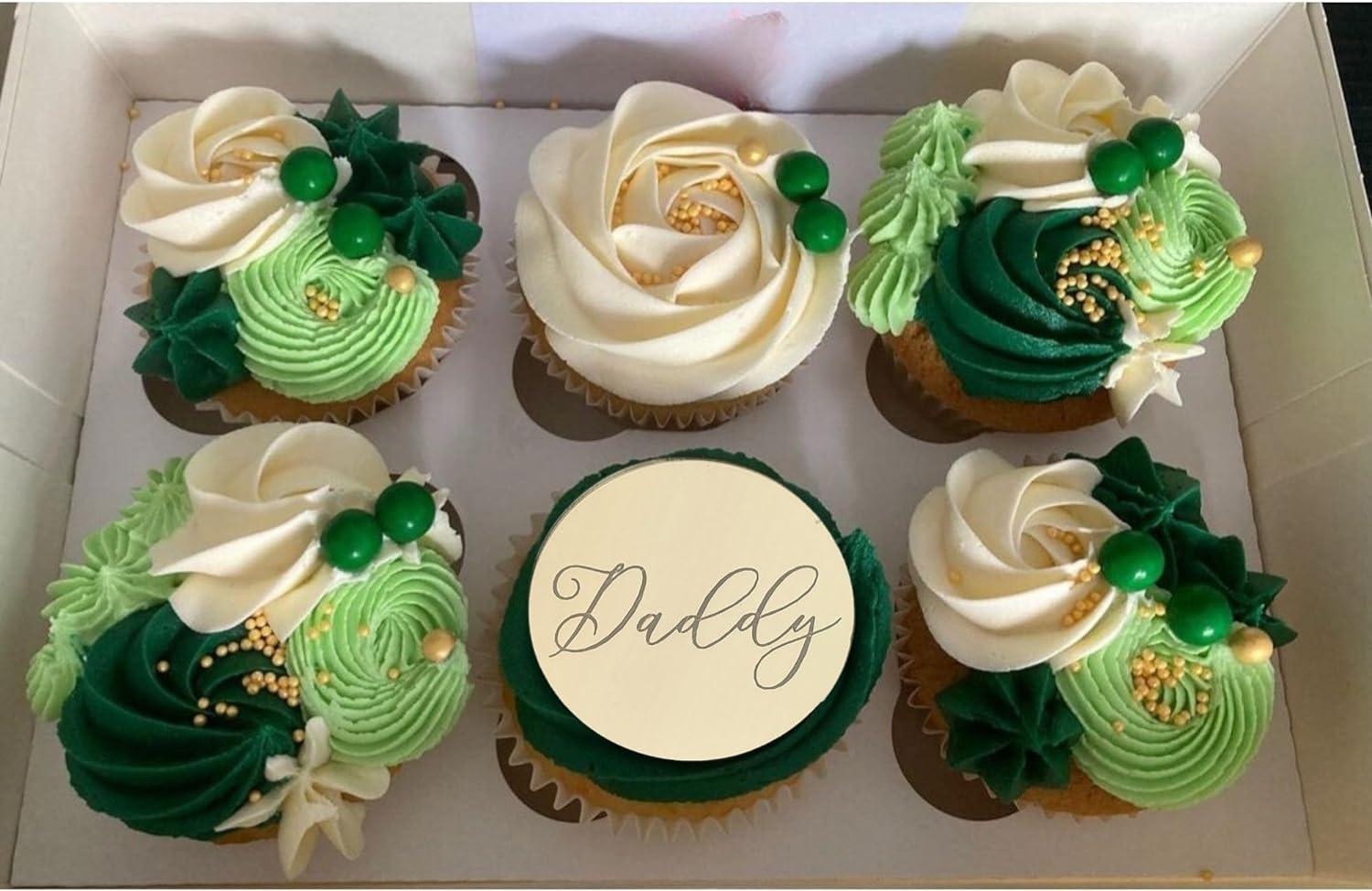 Daddy GOLD Mirror Acrylic Cake Charm Topper Cake Disc Happy Fathers Day ...