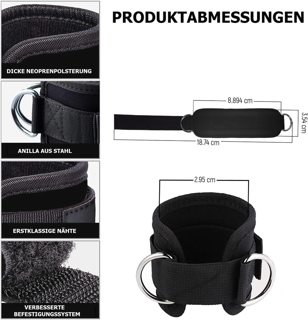 FEVAN Unisex Black Anklets with Pulleys - 2 Pairs Padded Velcro Gym ...