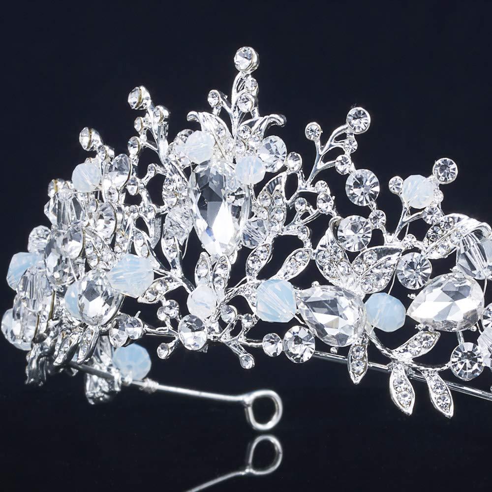 Mesfugw White Tiara and Crown Set - Pageant Crowns for Women and Girls ...