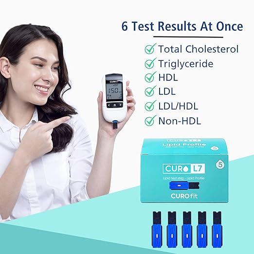 CURO-L7 Professional Grade Blood Cholesterol Test Home Kit with All-in ...