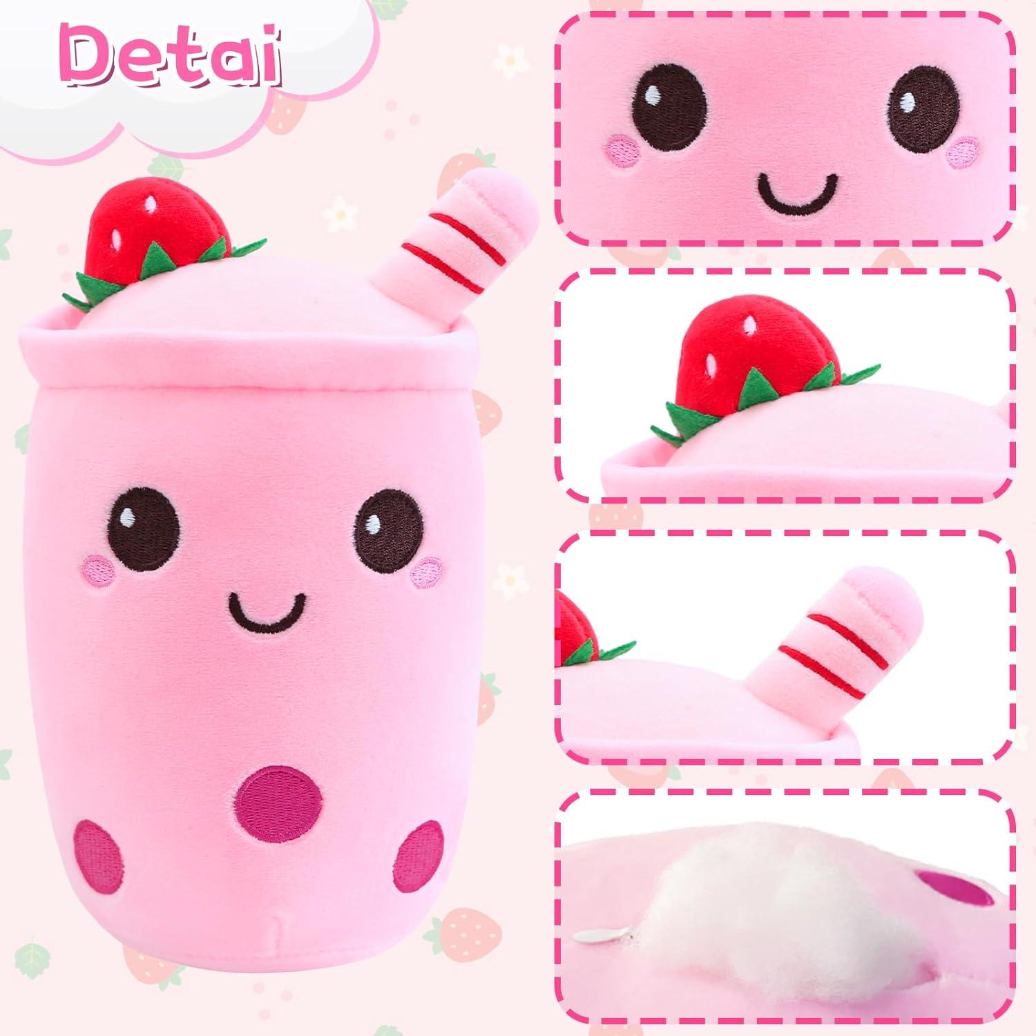 Guiffly Bubble Tea Plush Boba Fluffy Cuddle Pillow Toy - Pink | Buy Now ...