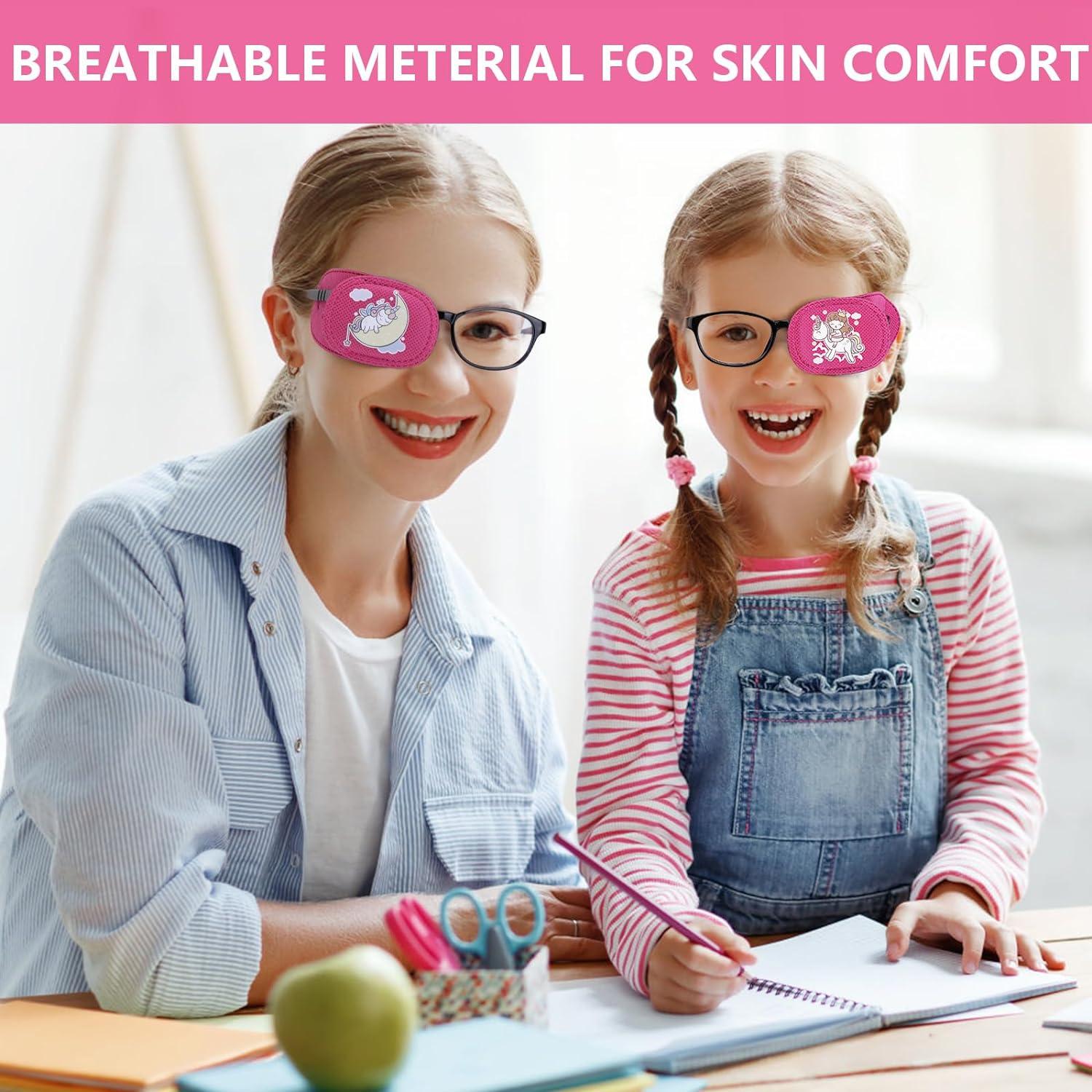 6 Piece Kids Reusable Eye Patches for Glasses - Pink Soft Eye Patch for ...