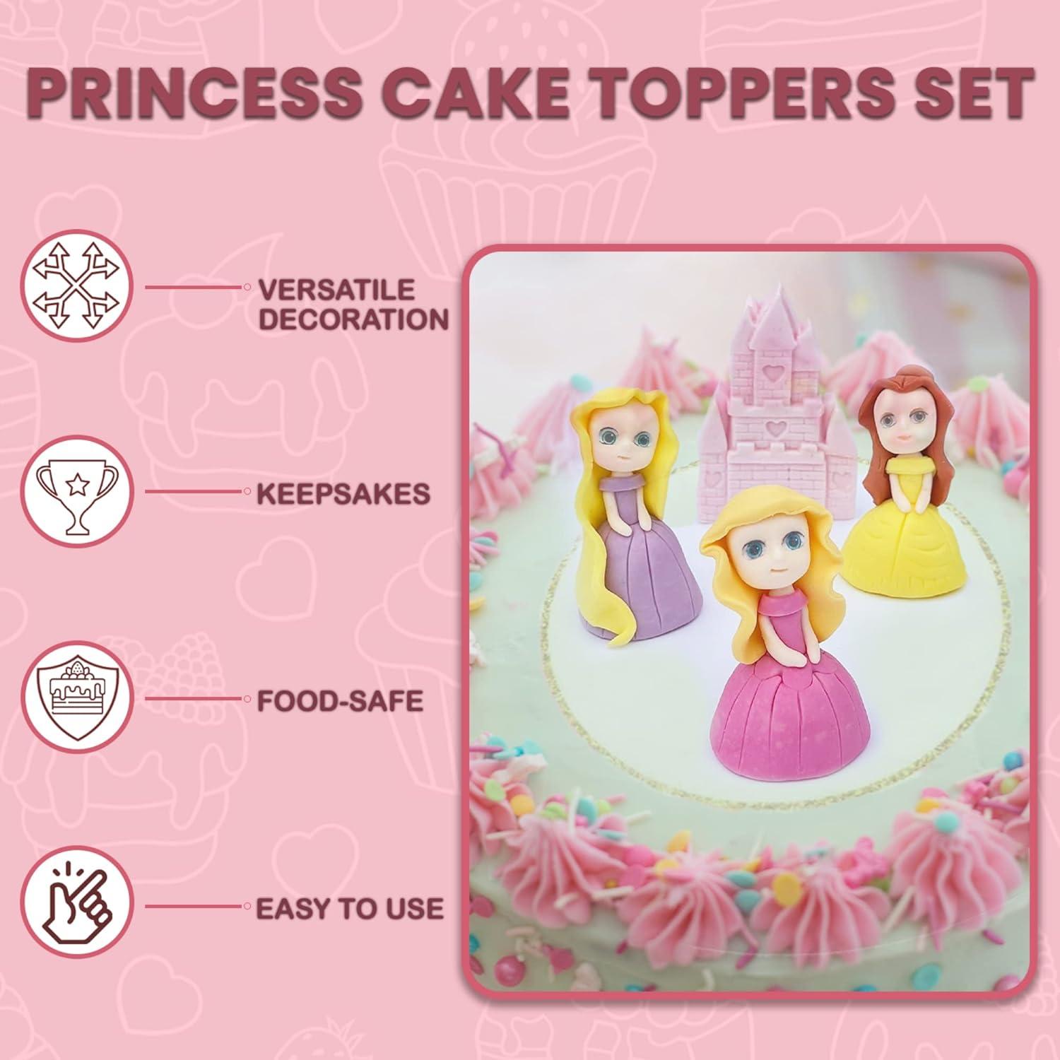 4x Princess Cake Toppers Set - Princess Castle Girls Birthday Party ...