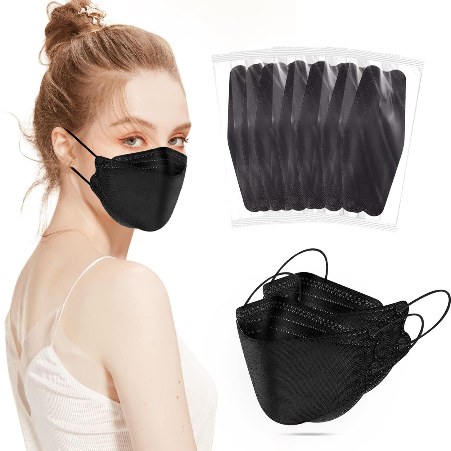 MC-A 55 Pack KF94 Black Face Masks - 4 Ply Disposable Individually ...