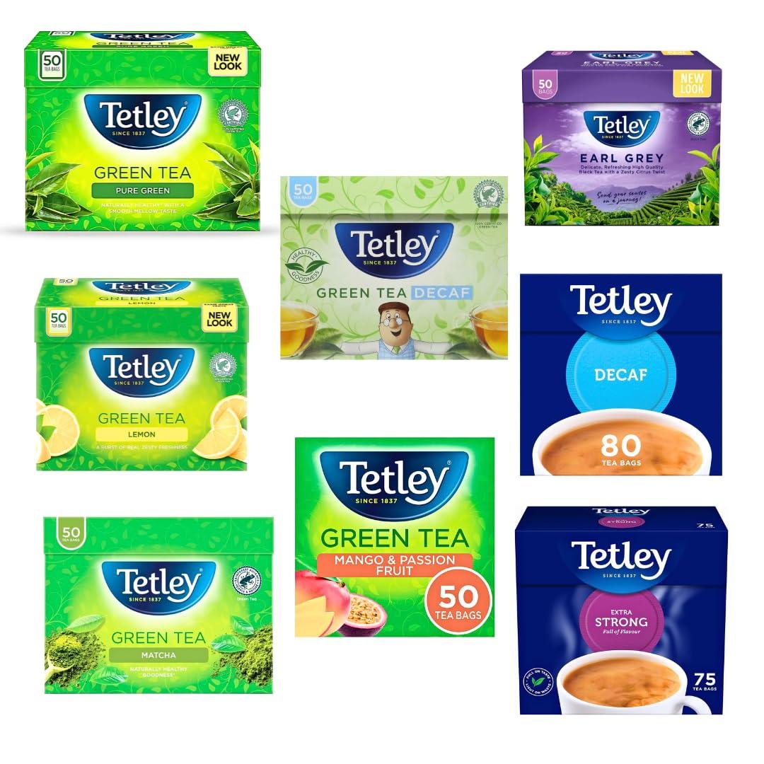 Tetley Tea Variety Pack 50-80 Tea Bags Assorted Flavours Green Tea ...