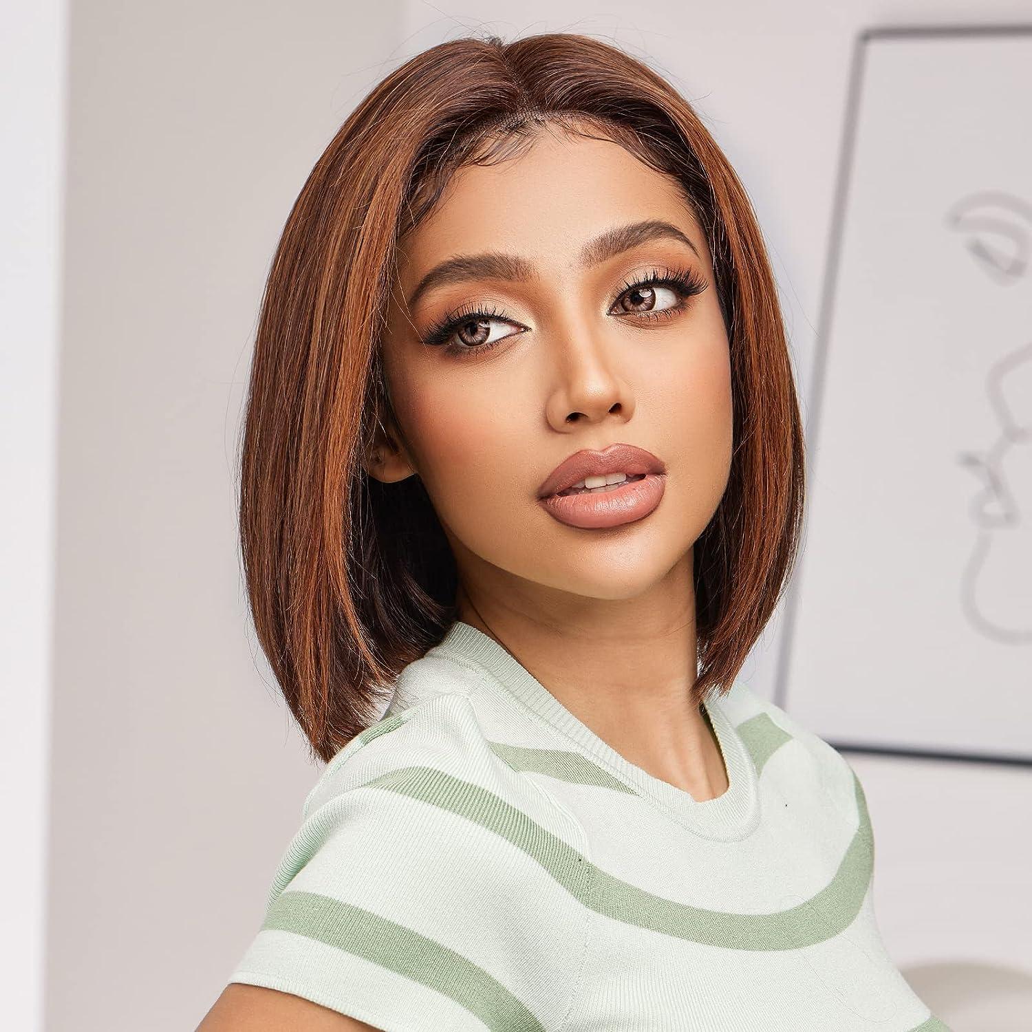 ALANHAIR 10 Inch Bob Wig | 150% Density Brazilian Virgin Human Hair ...
