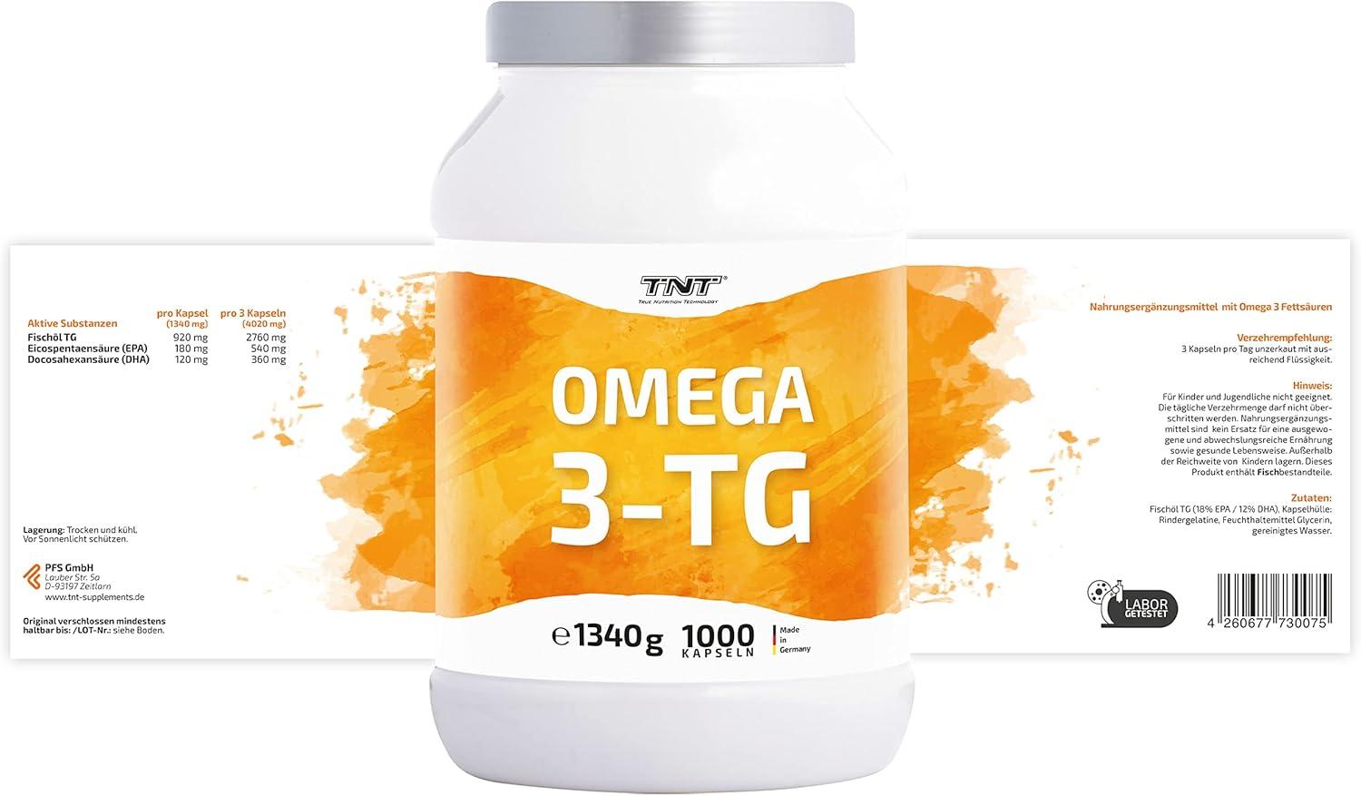 TNT Omega 3 - 1000 Capsules | 2760mg Fish Oil with EPA & DHA | High ...