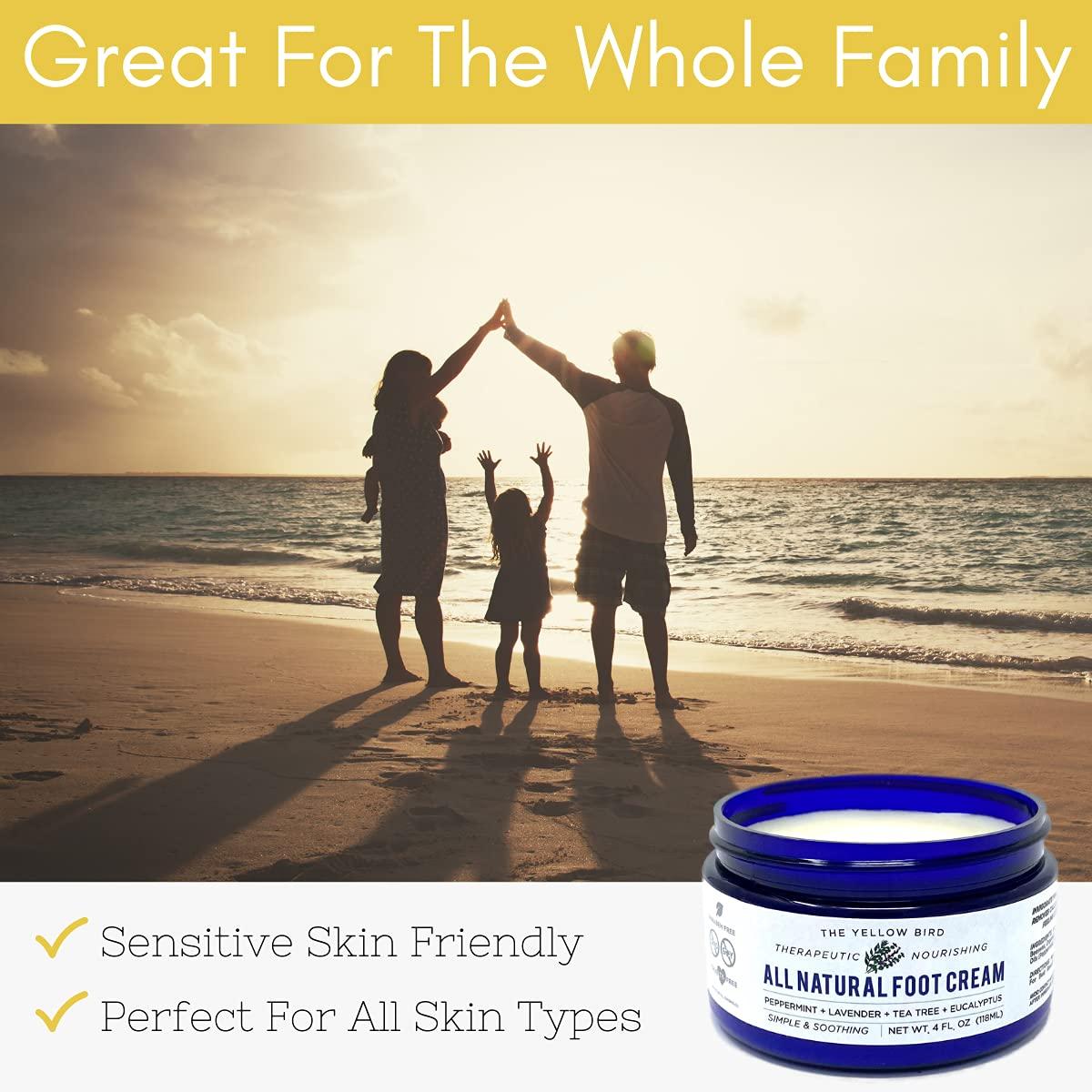 Yellow Bird Natural Foot Cream - Organic Dry Feet Balm with Tea Tree ...