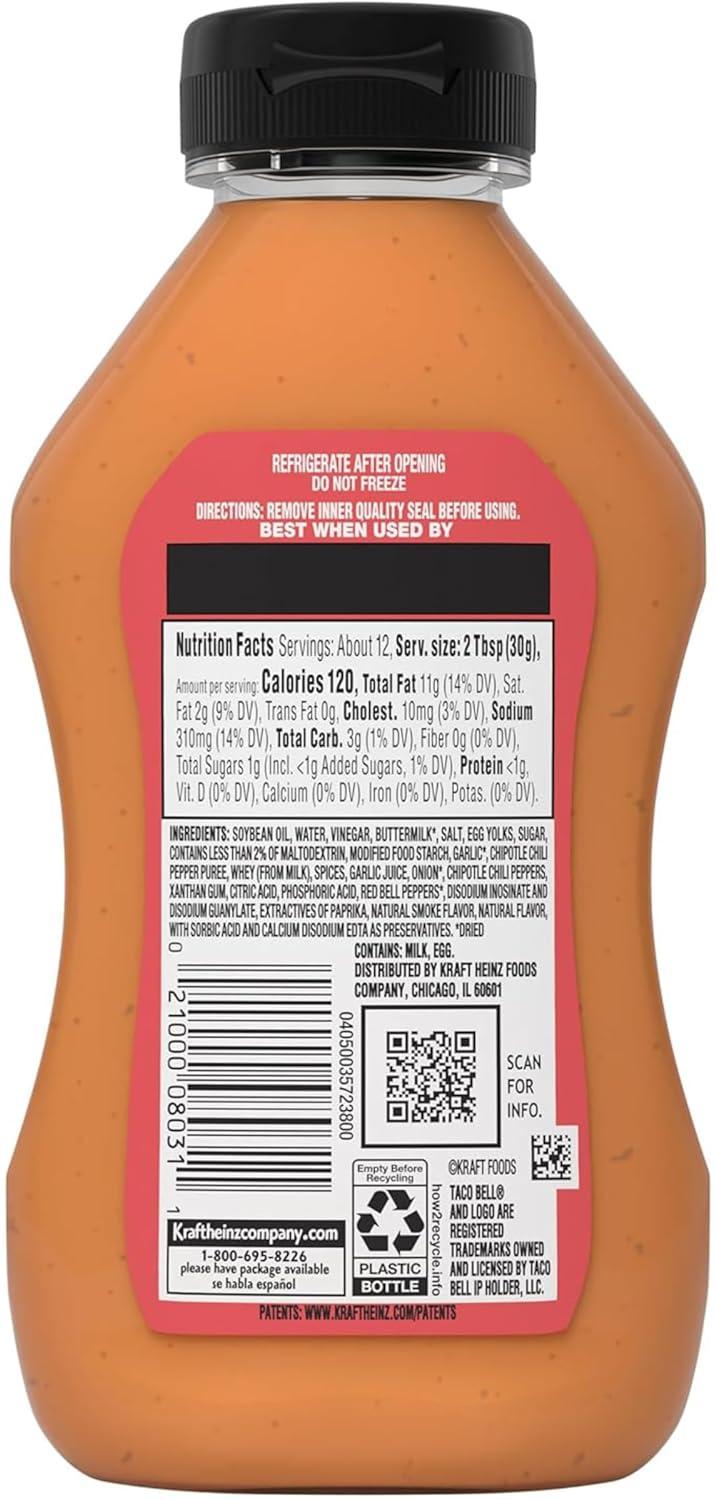 Taco Bell Chipotle Creamy Sauce 12oz - Set of 2 | Authentic Mexican ...