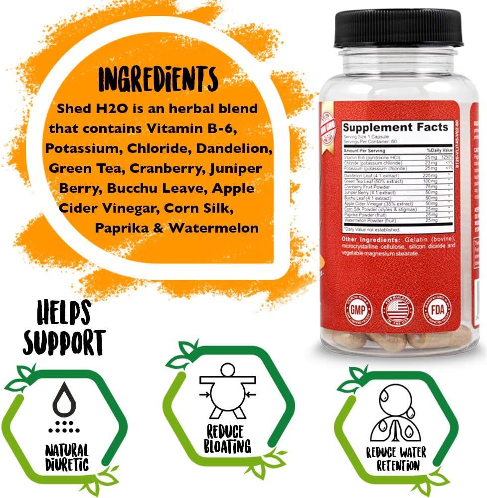 Shed H2O | Natural Diuretic Water Pills for Water Retention Relief ...