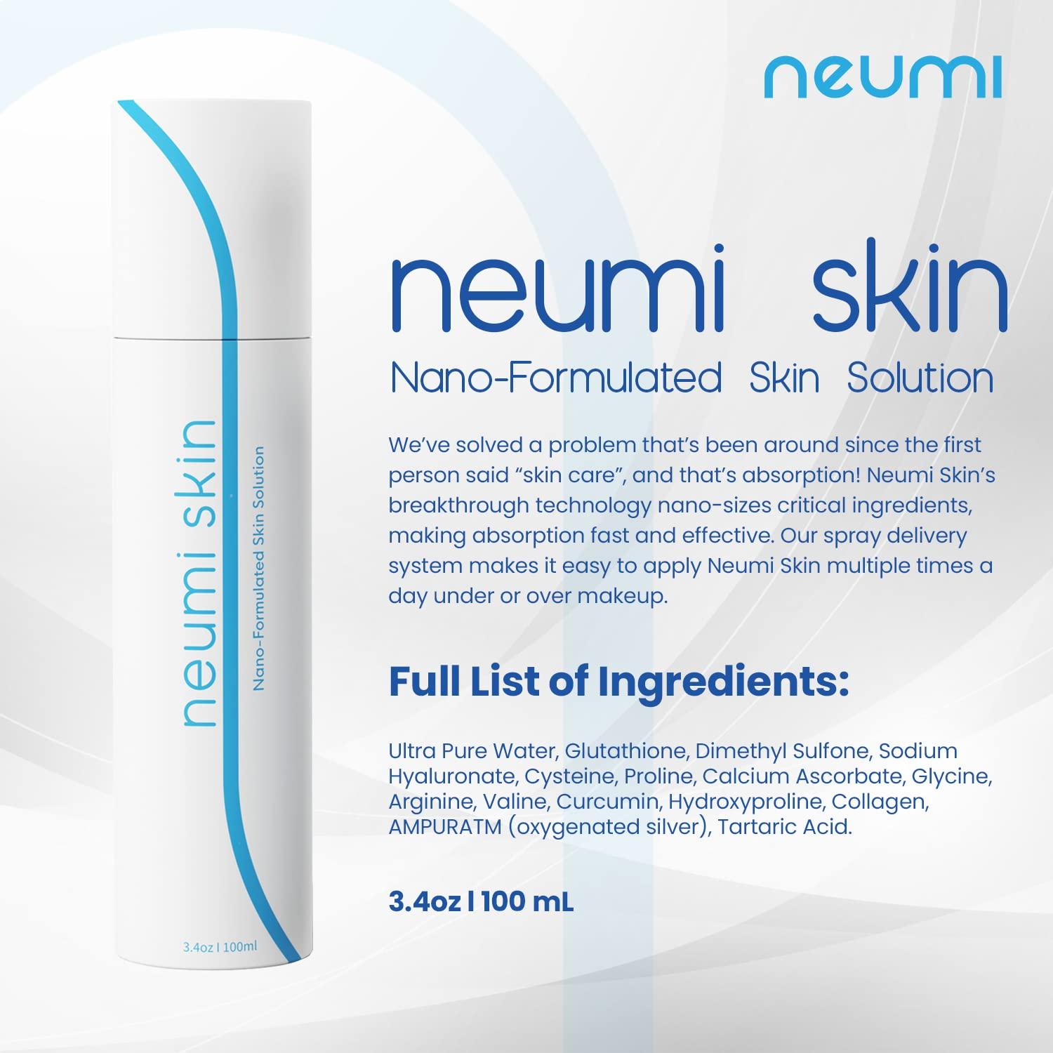 Neumi Skin 3.4 FL OZ Nano-Formulated Facial Spray with Glutathione ...