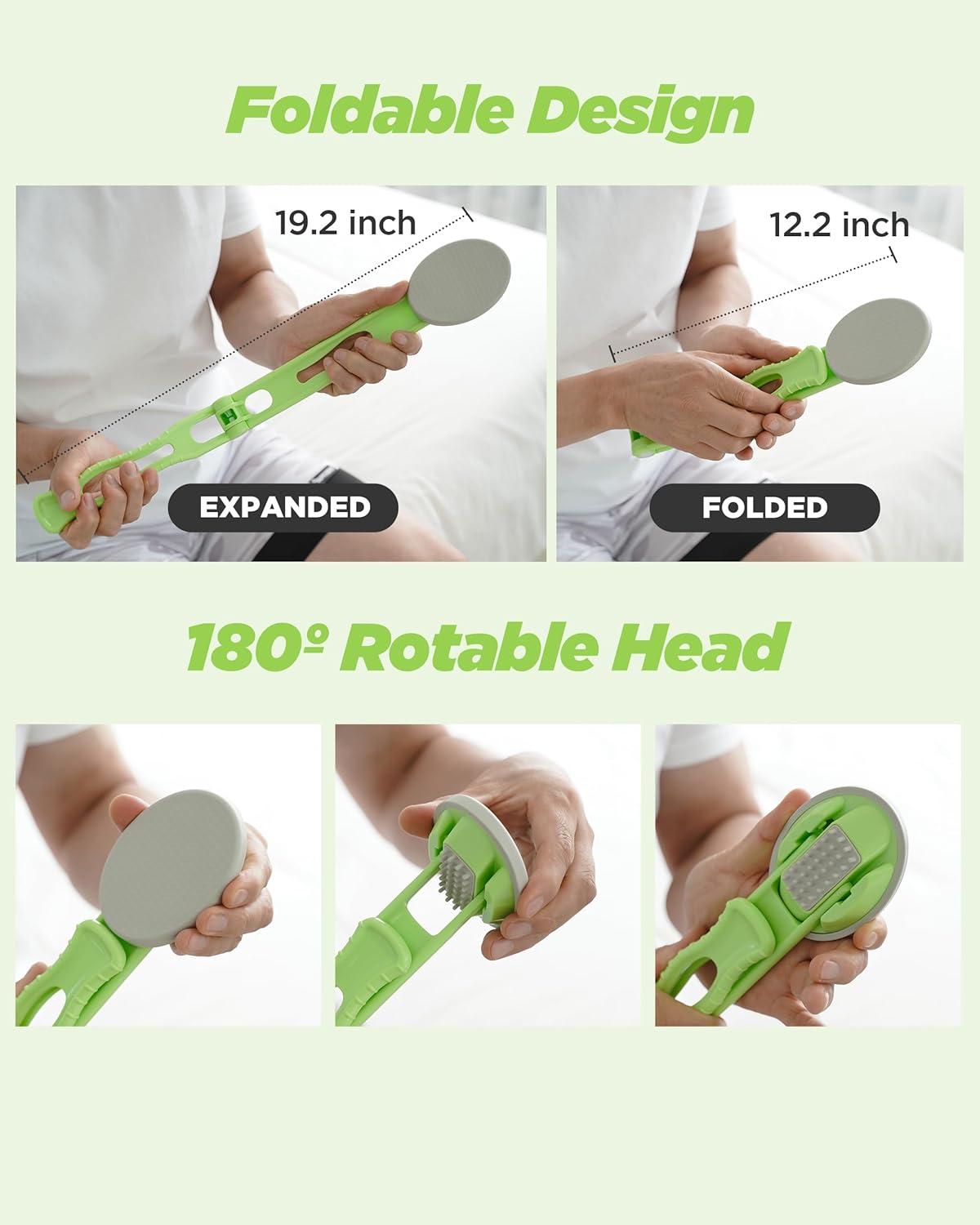 Body Oil Applicator - 2nd Gen Foldable Long Curved Handle Replaceable ...