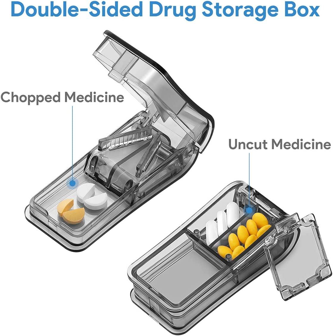 Small Pill Cutter with Blade Guard - Grey | Safety Medicine Slicer ...