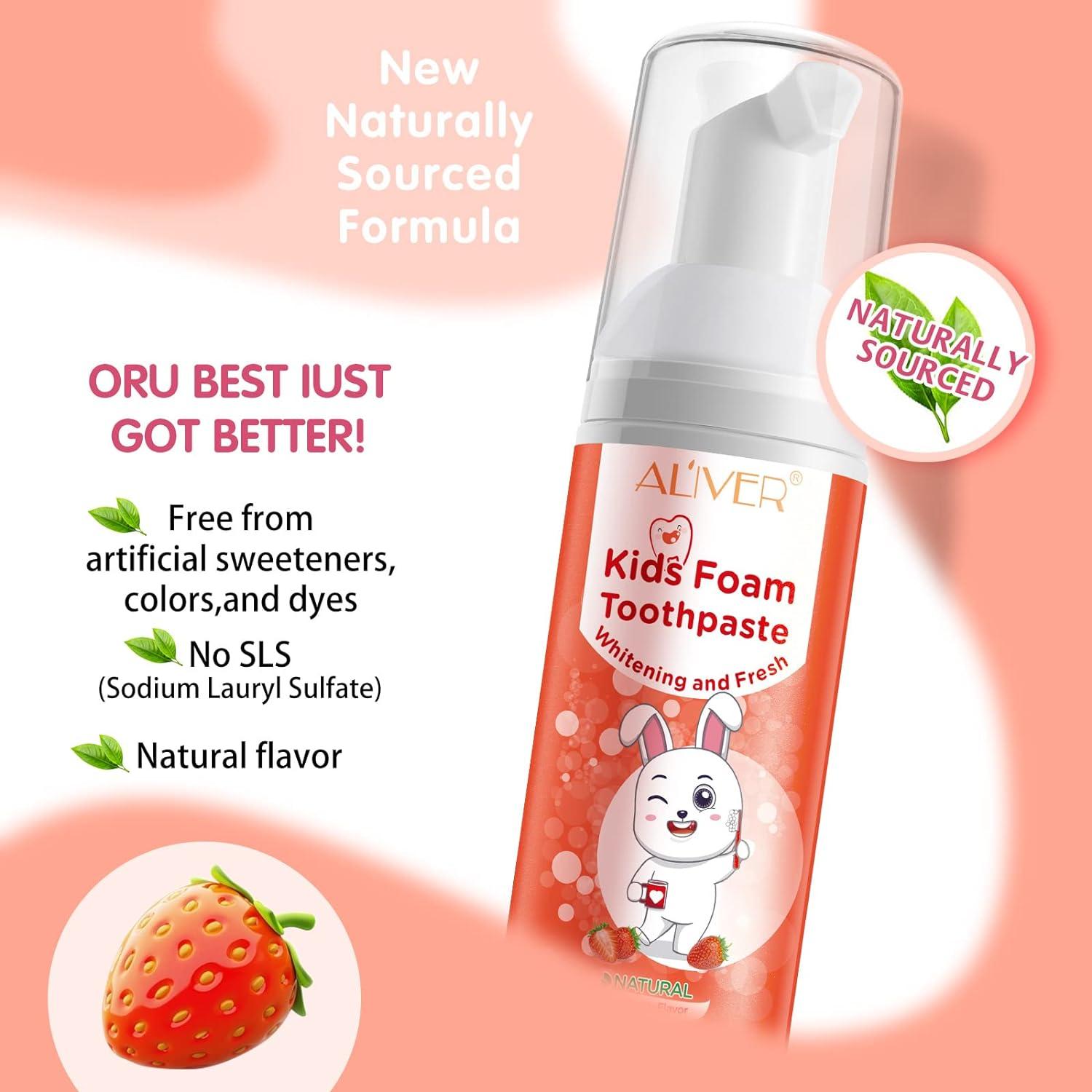 Kids Foam Toothpaste with Low Fluoride for U Shaped Toothbrush - Strawberry Flavored Toothpaste ...