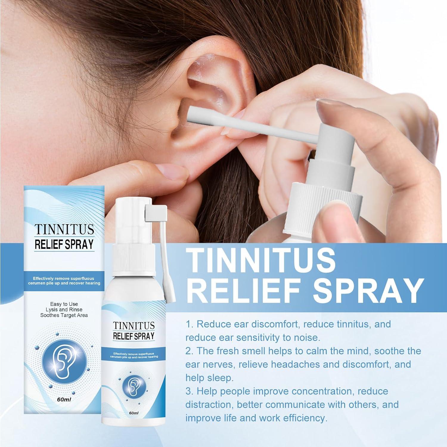Tinnitus Relief Spray Ear Ringing Relief Drops 60ml 2pc 100 Cotton