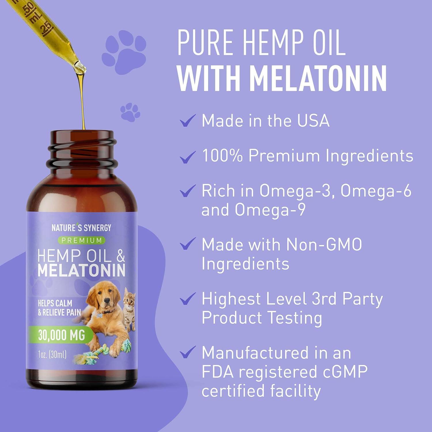 Melatonin and Hemp Oil 30 000mg - 1oz | Nature's Synergy Supplement ...