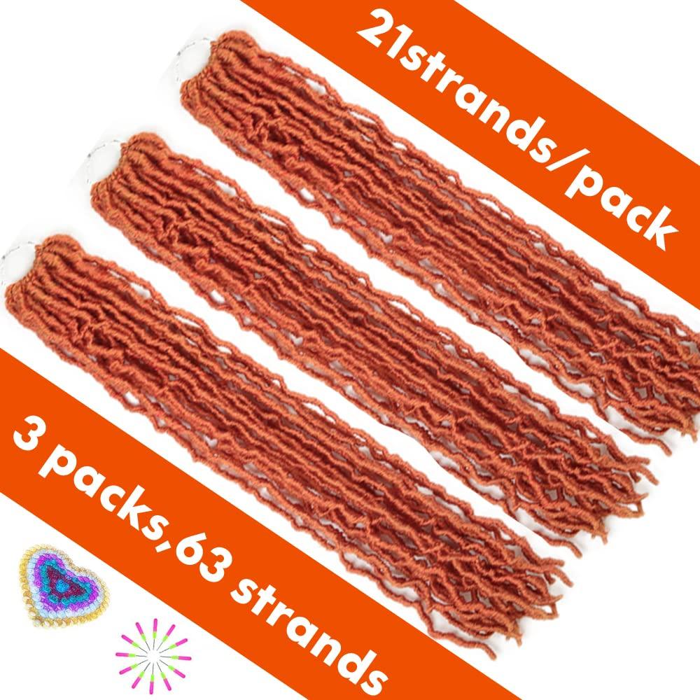 Faux Locs Crochet Hair 36 Inch Copper Red Soft Locs | Pre-looped ...
