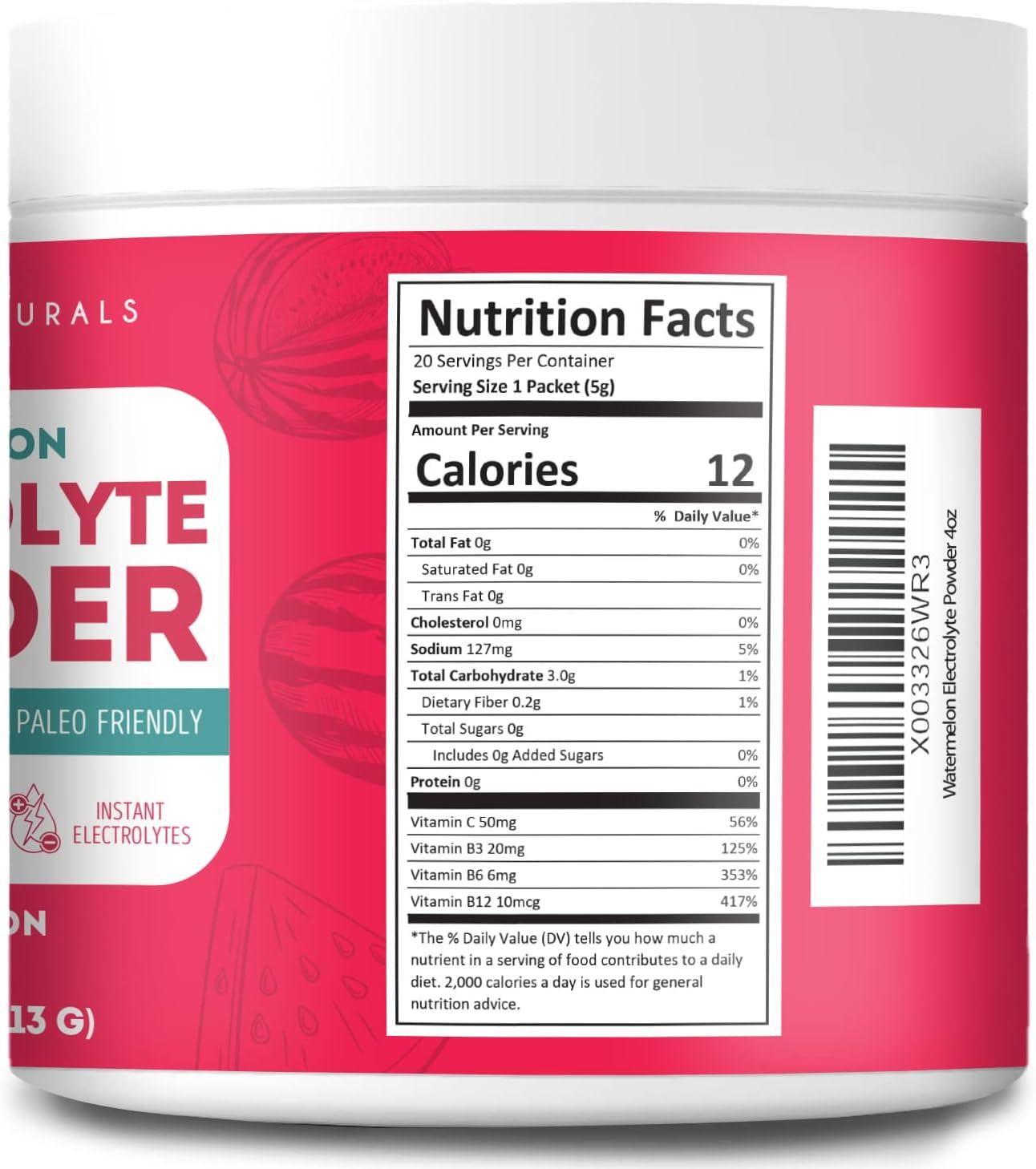 Kate Naturals Watermelon Electrolytes Powder 4oz - Instant Vegan Energy ...