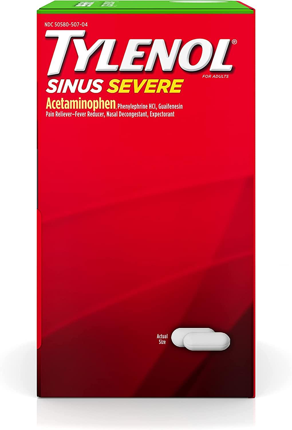 Tylenol Sinus Severe Daytime Caplets - 50 Travel Packs, 100 ct - Pain ...