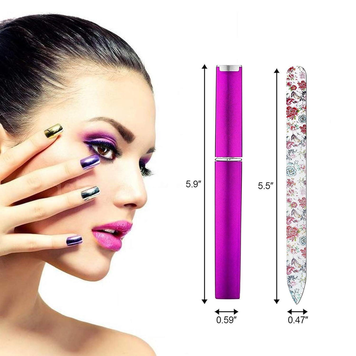 5 Pack Mixed Color Glass Nail Files with Case - Double Sided Crystal ...