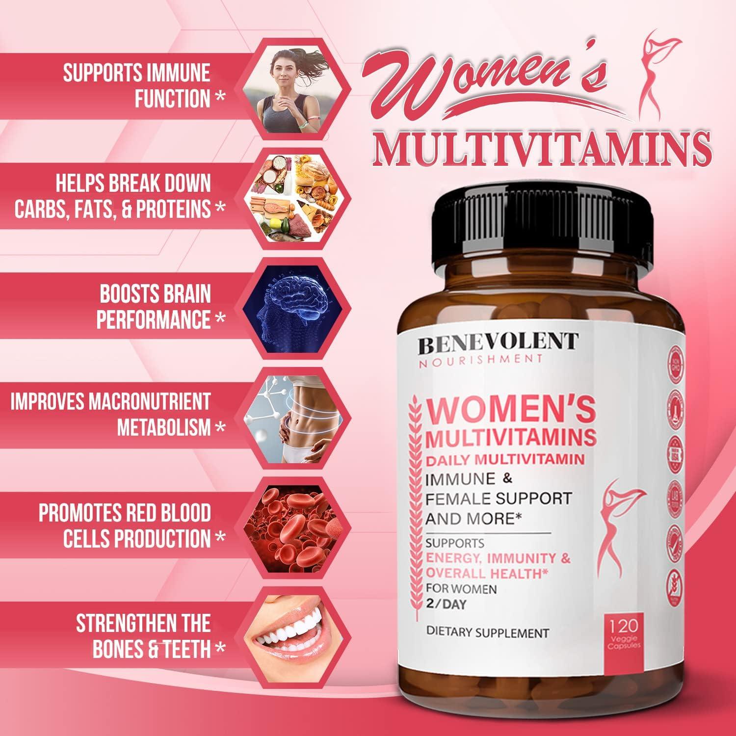 Women's Multivitamin for Energy, Immunity & Support - 120 Capsules ...