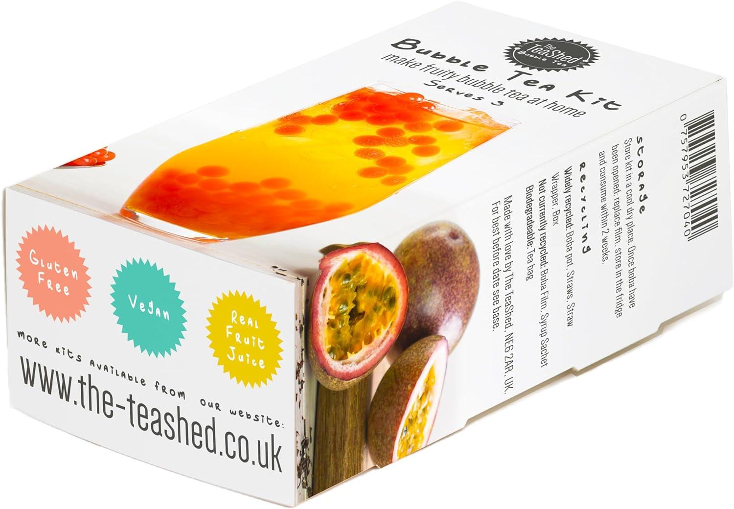 Fruit Bubble Tea Kit Gift Box | 3 Servings | Passion Fruit Syrup, Strawberry Popping Boba, Tea ...