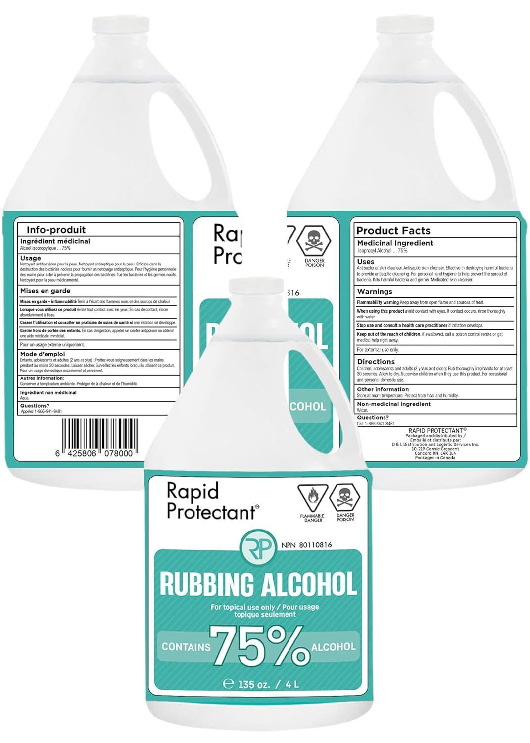 Rapid Chemical Isopropyl Alcohol 75 Percent - Made in Canada - (4 x 4L ...