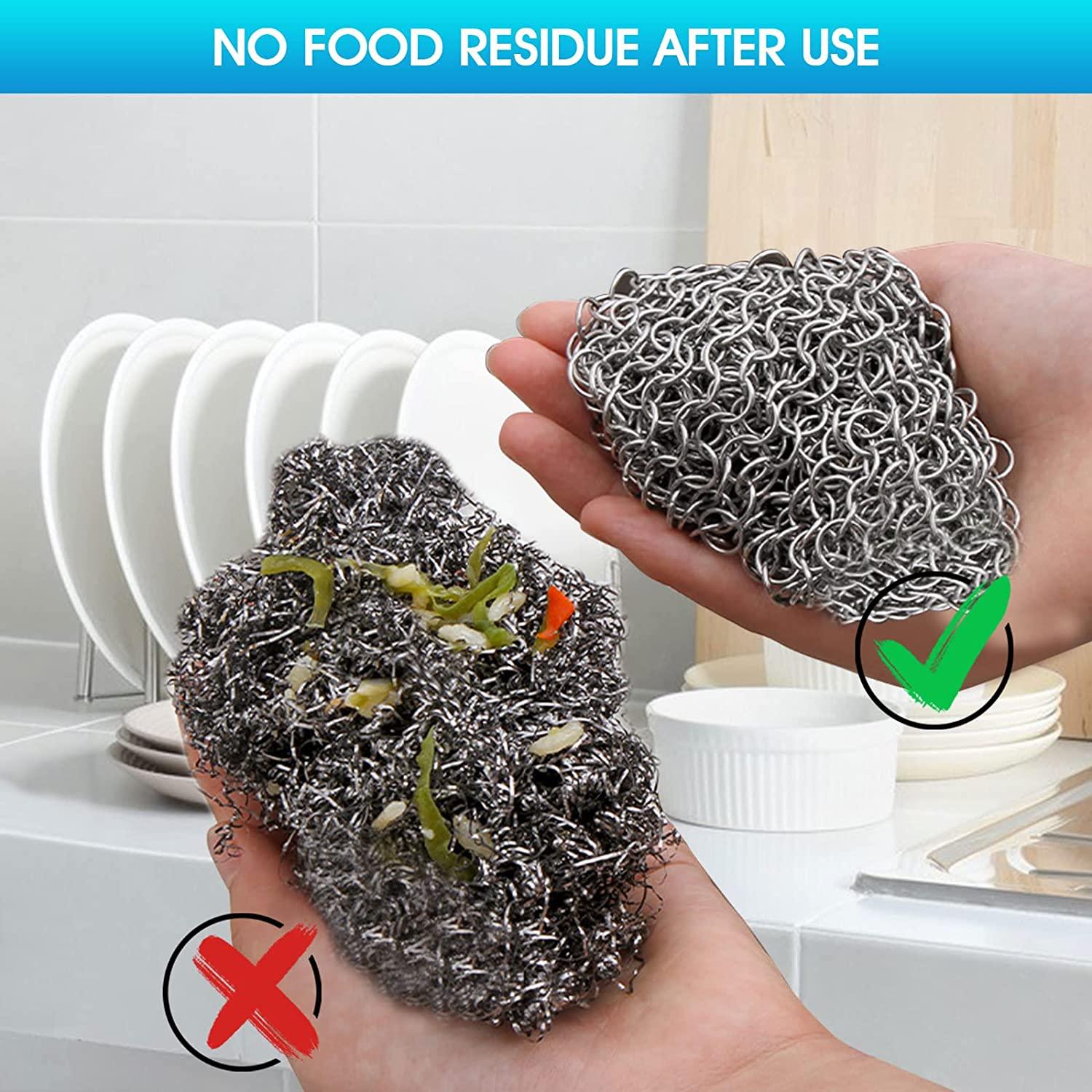 Premium 316L Stainless Steel Cast Iron Cleaner 6x6.3 Chainmail Scrubber ...